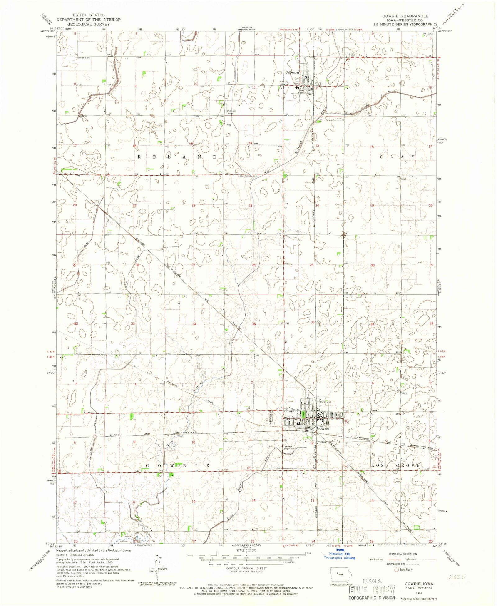 Classic USGS Gowrie Iowa 7.5'x7.5' Topo Map – MyTopo Map Store