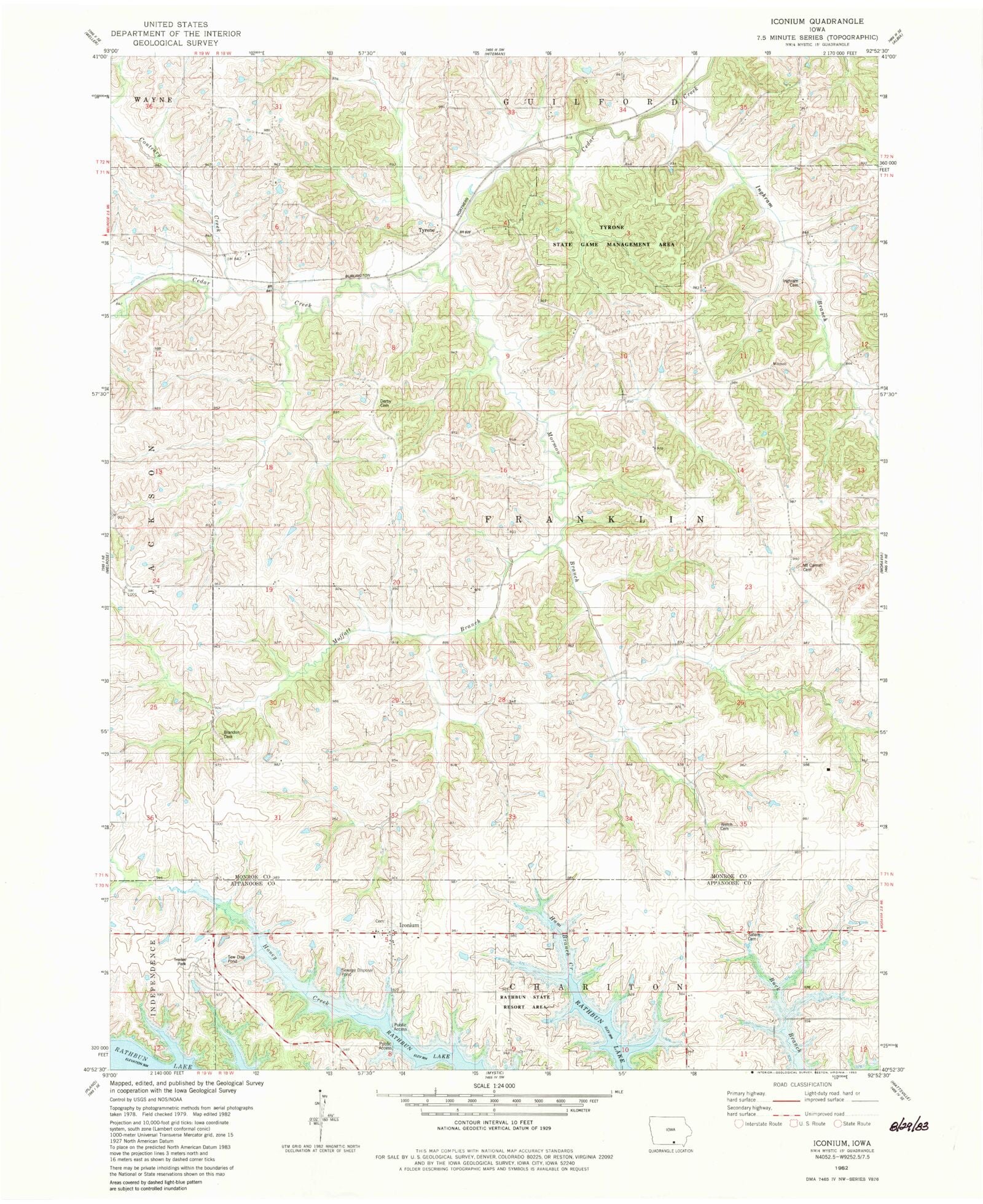 Classic USGS Iconium Iowa 7.5'x7.5' Topo Map – MyTopo Map Store