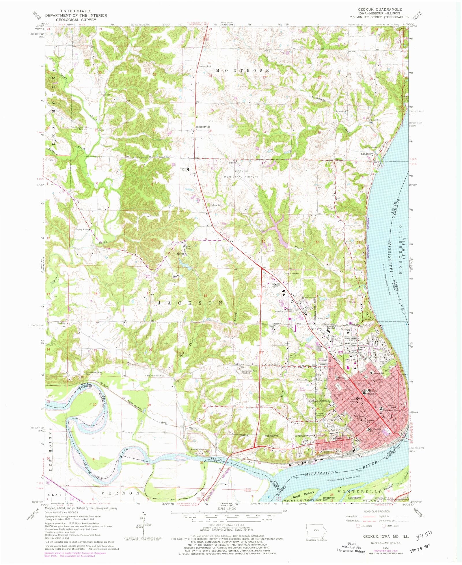 Classic USGS Keokuk Iowa 7.5'x7.5' Topo Map – MyTopo Map Store