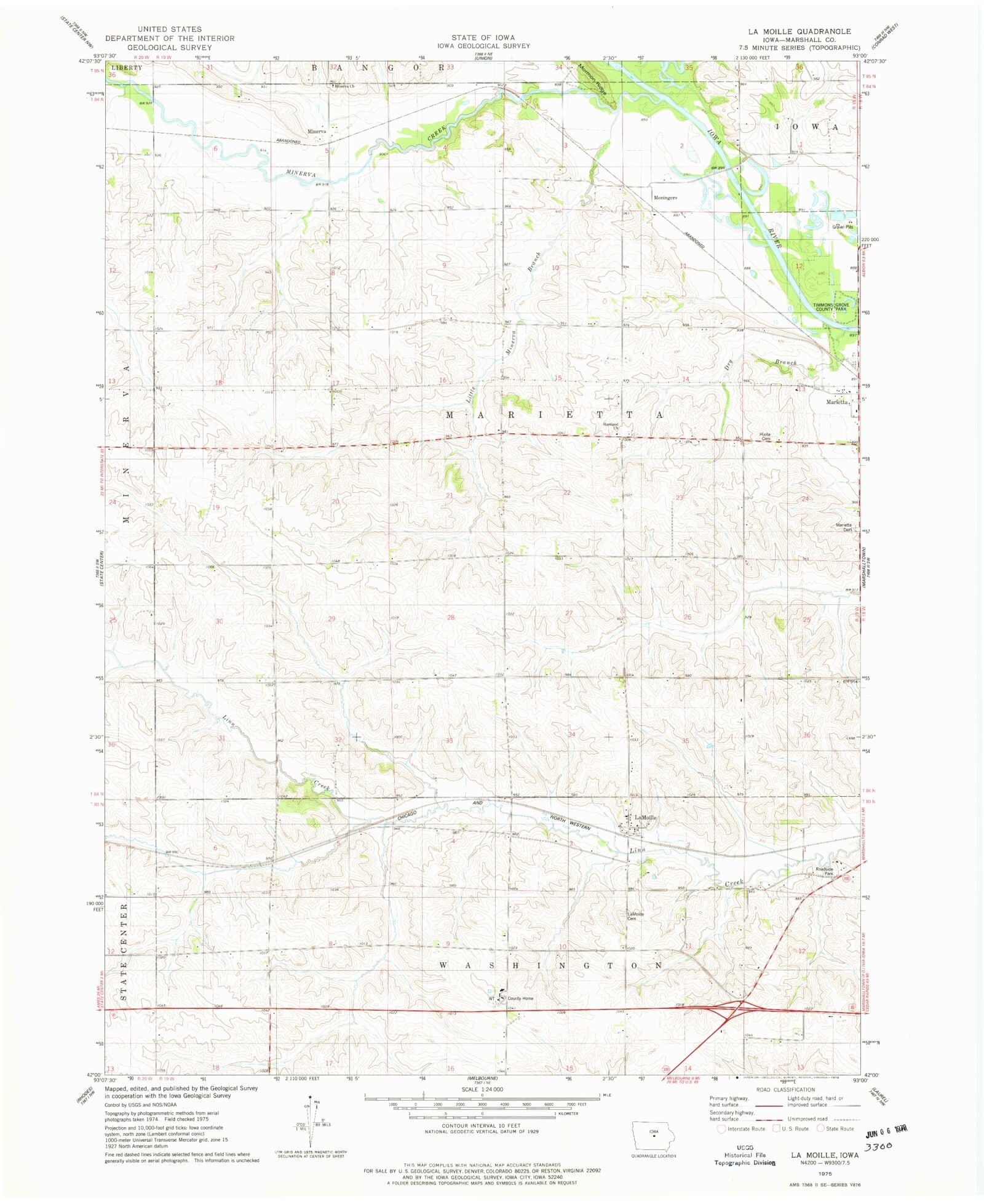 Classic USGS LaMoille Iowa 7.5'x7.5' Topo Map – MyTopo Map Store