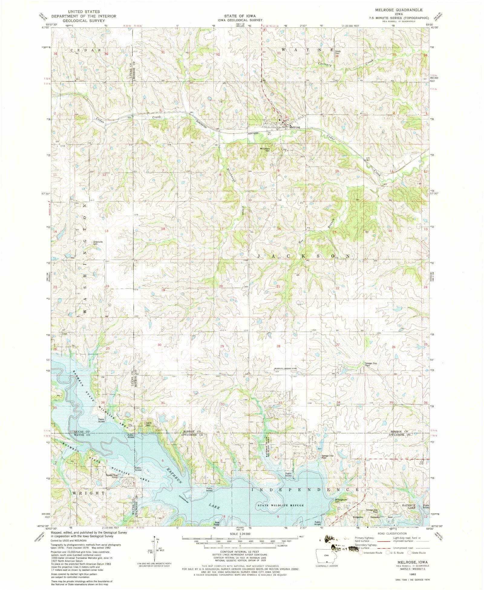 Classic USGS Melrose Iowa 7.5'x7.5' Topo Map – MyTopo Map Store