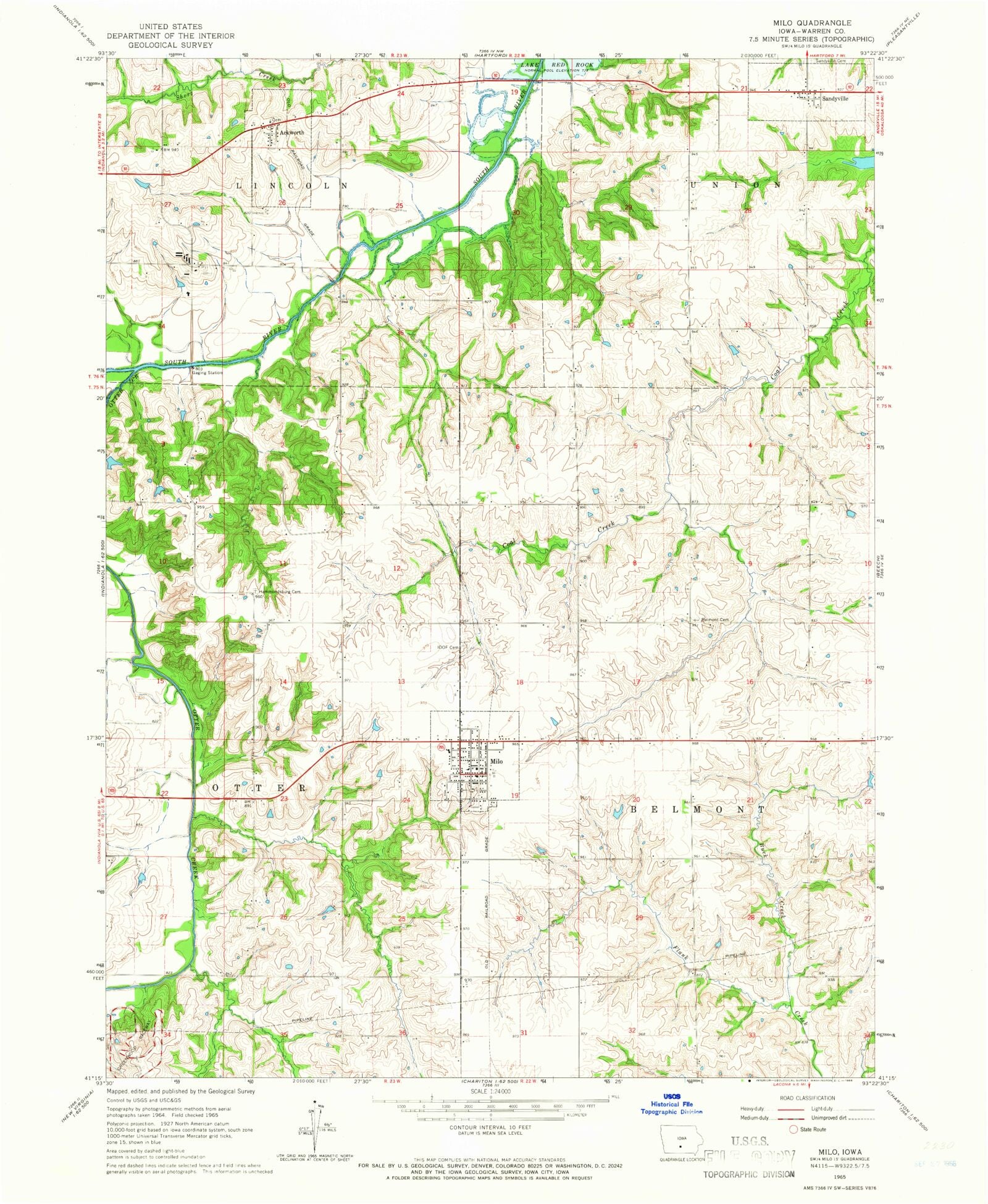 Classic USGS Milo Iowa 7.5'x7.5' Topo Map – MyTopo Map Store