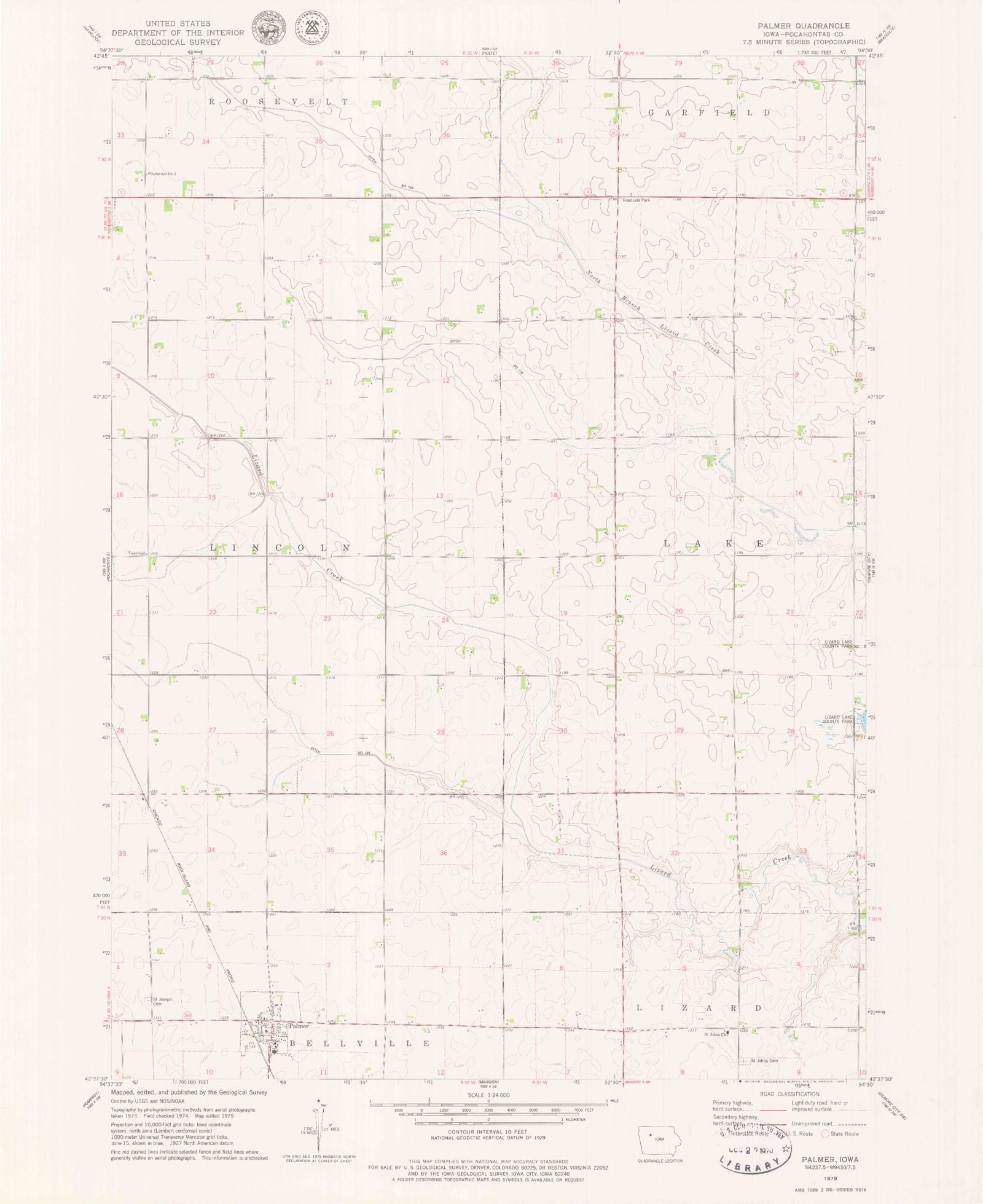 Classic USGS Palmer Iowa 7.5'x7.5' Topo Map – MyTopo Map Store