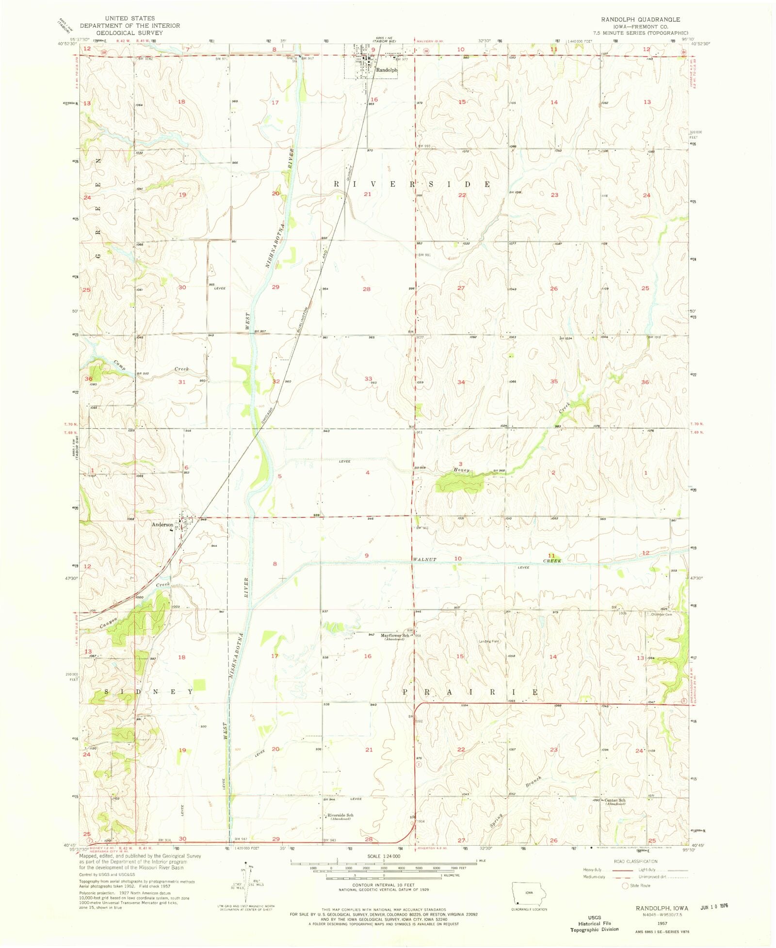 Classic USGS Randolph Iowa 7.5'x7.5' Topo Map – MyTopo Map Store