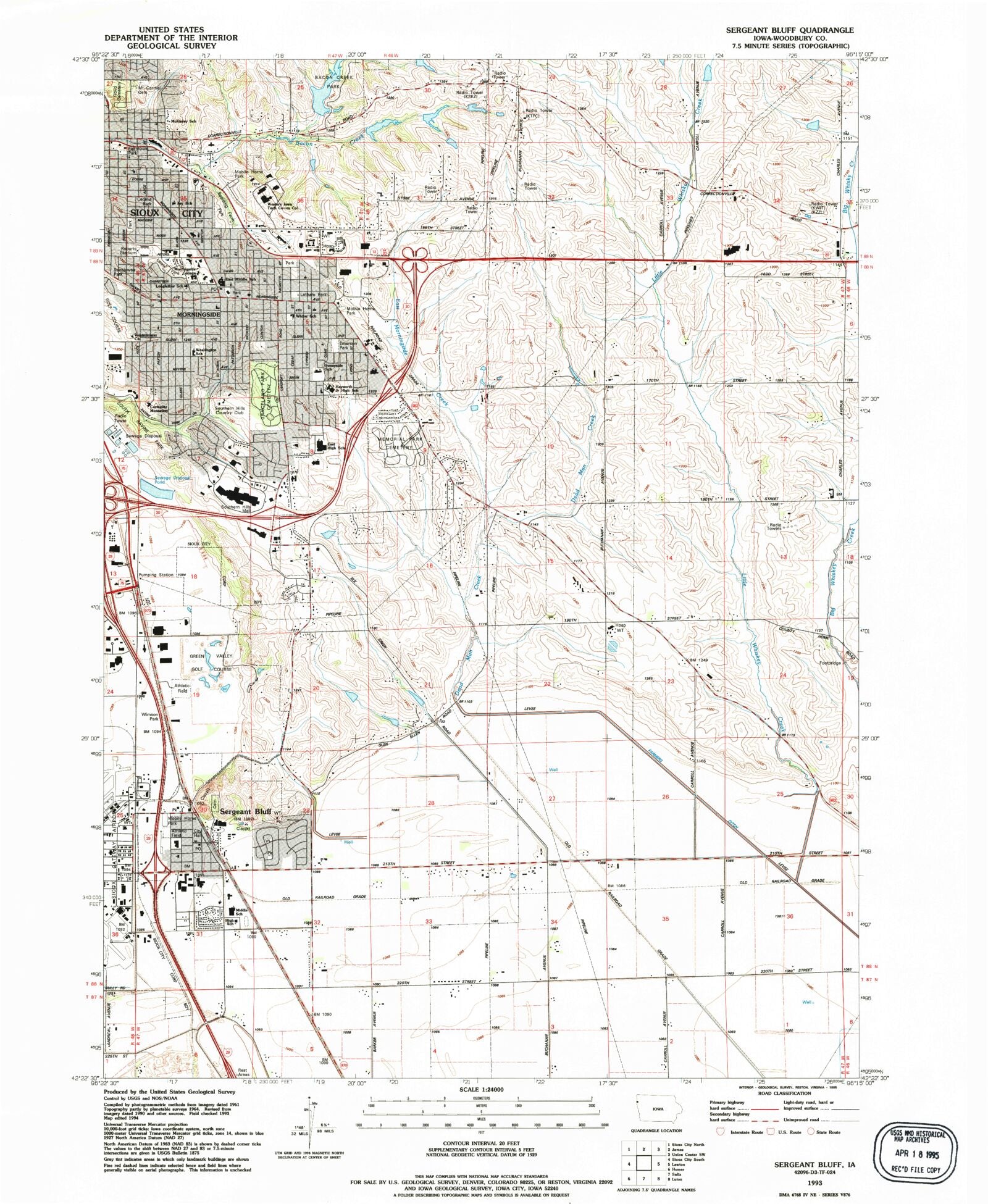 Classic USGS Sergeant Bluff Iowa 7.5'x7.5' Topo Map – MyTopo Map Store