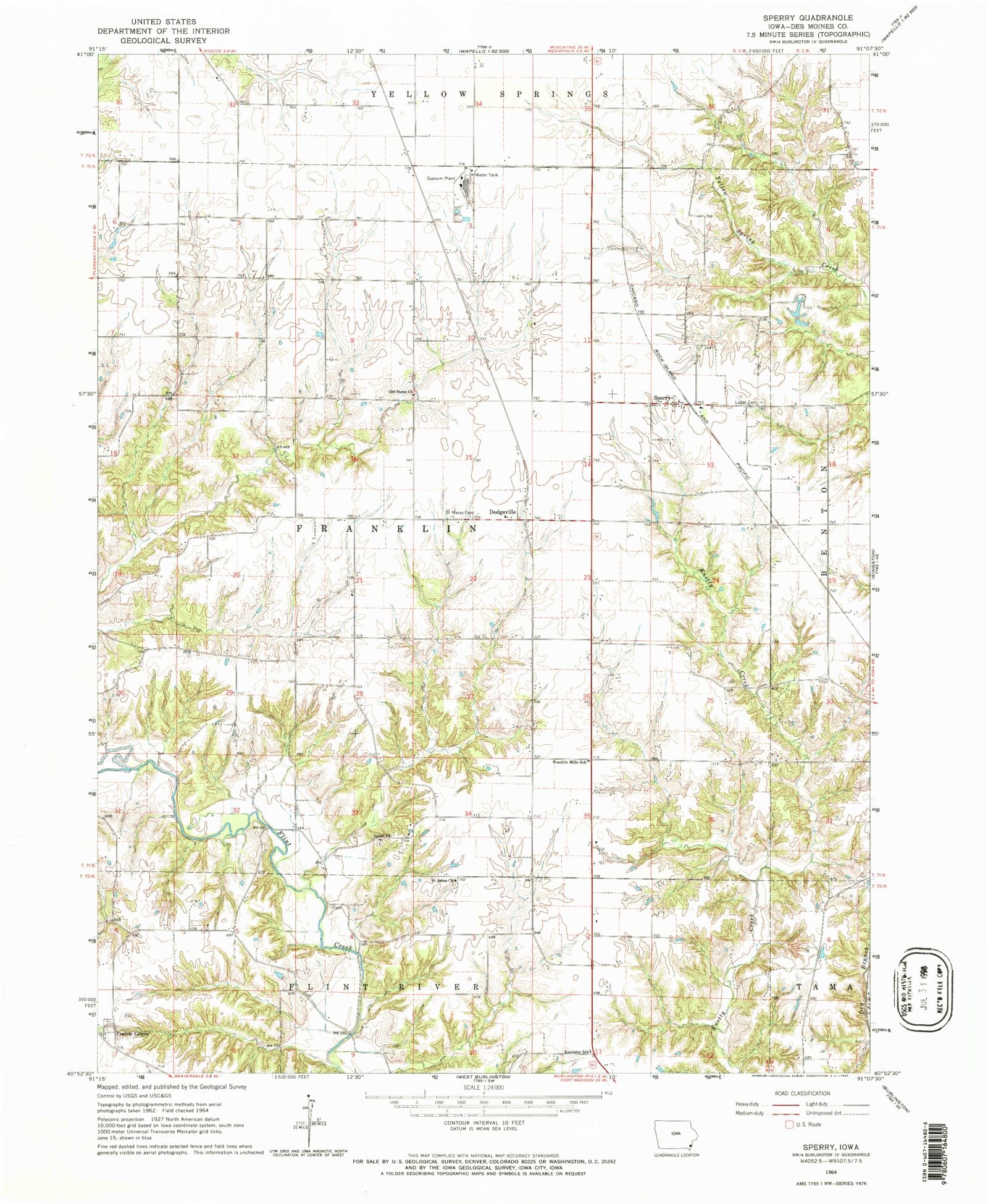 Classic USGS Sperry Iowa 7.5'x7.5' Topo Map – MyTopo Map Store
