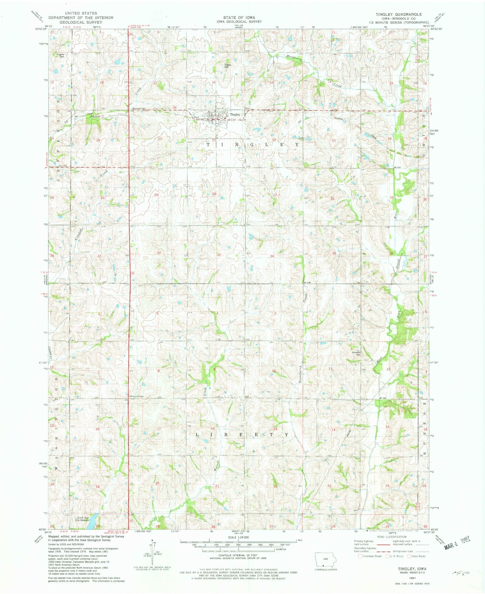 Classic USGS Tingley Iowa 7.5'x7.5' Topo Map – MyTopo Map Store