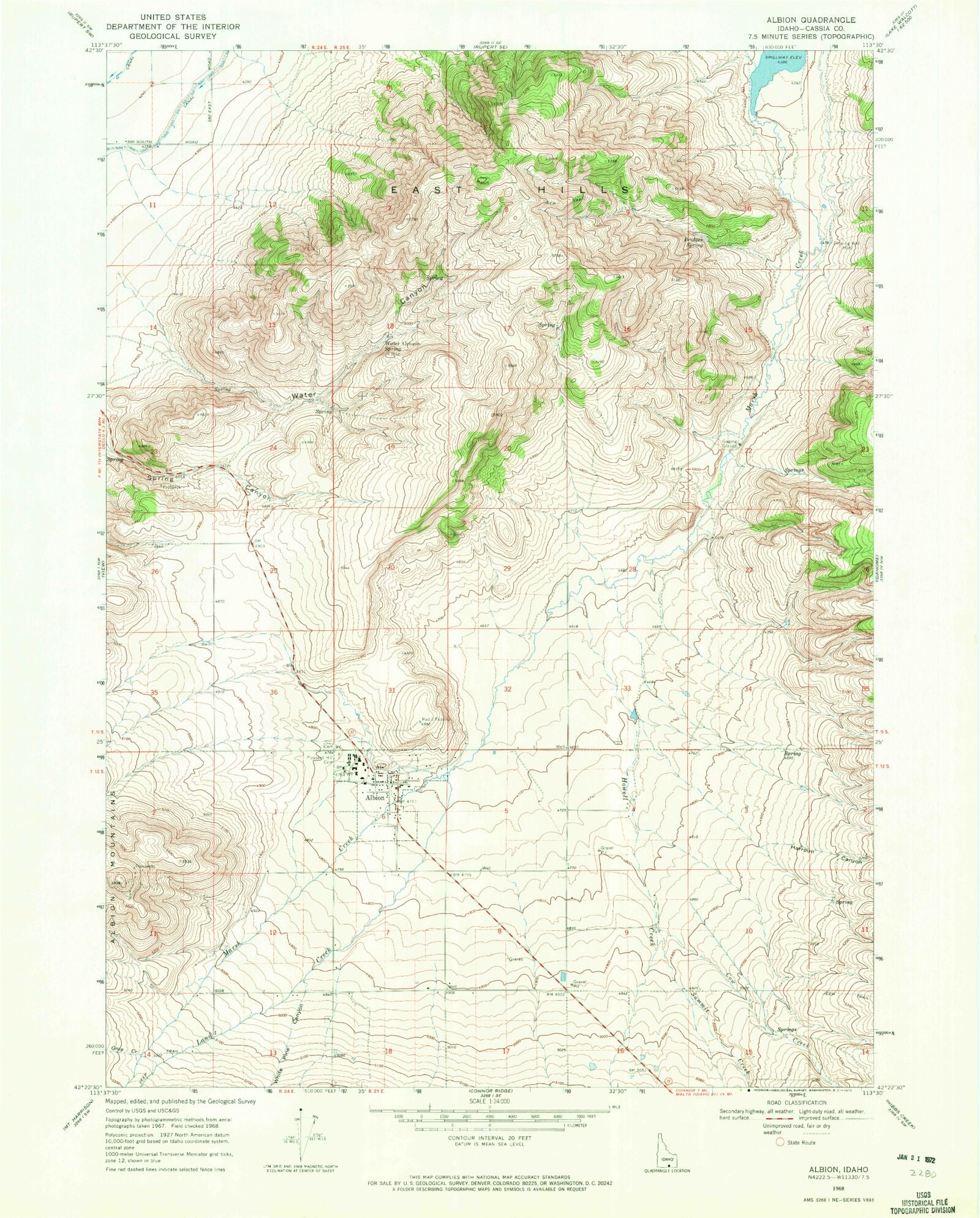 Classic USGS Albion Idaho 7.5'x7.5' Topo Map – MyTopo Map Store