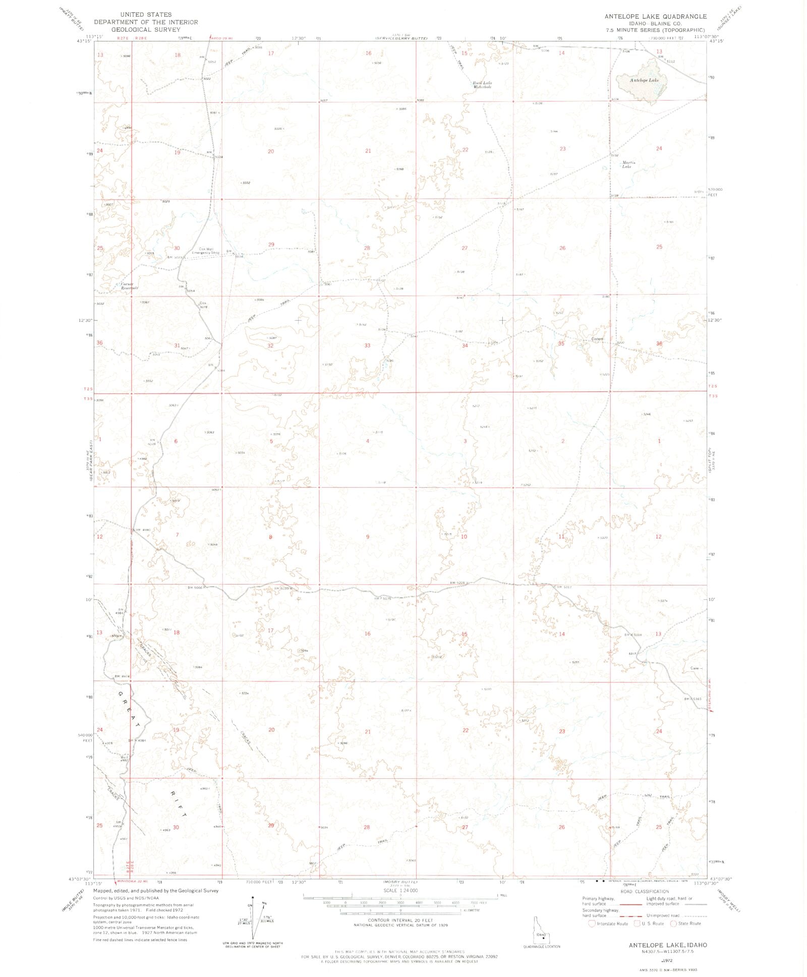 Classic USGS Antelope Lake Idaho 7.5'x7.5' Topo Map – MyTopo Map Store