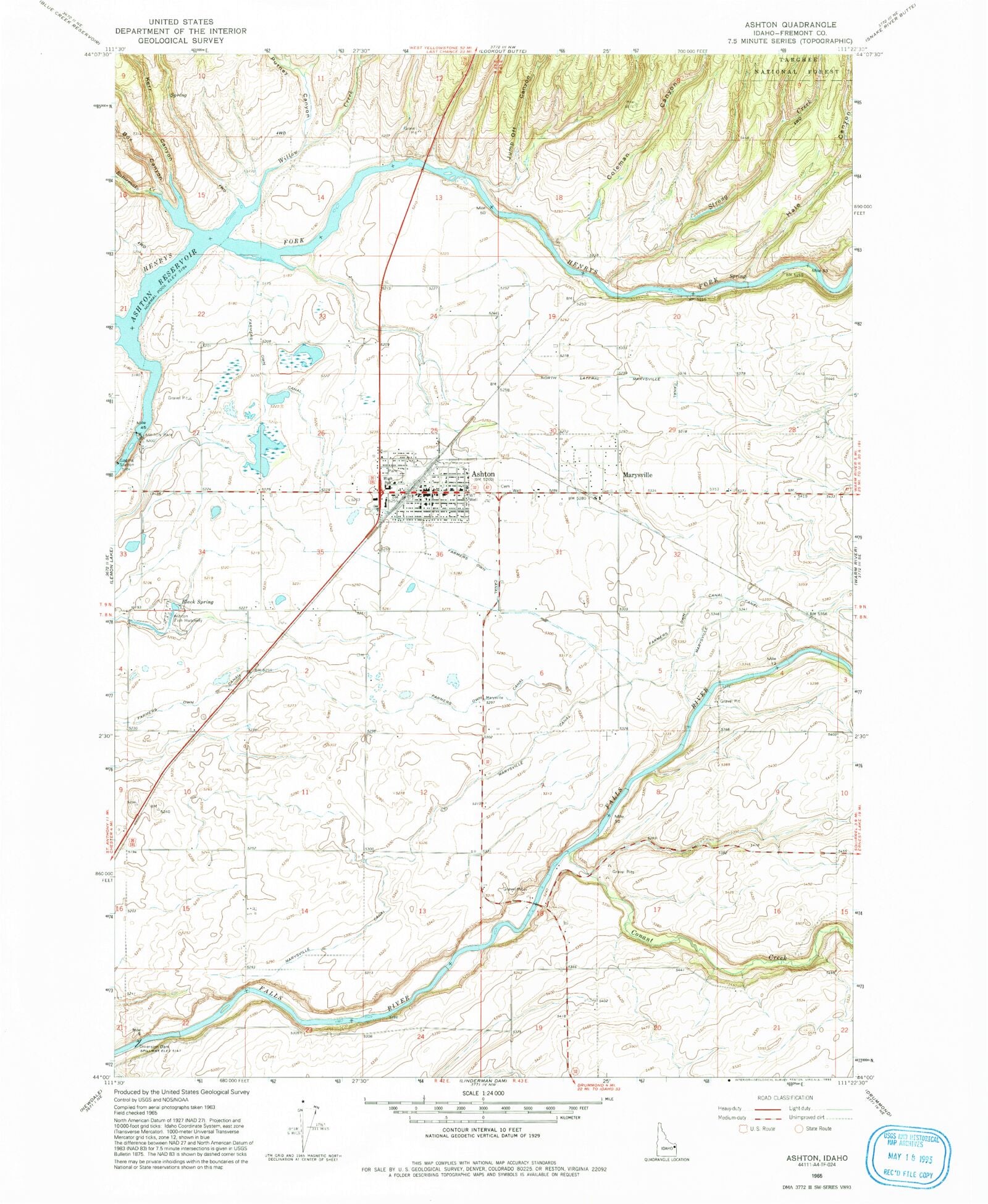 Classic USGS Ashton Idaho 7.5'x7.5' Topo Map – MyTopo Map Store