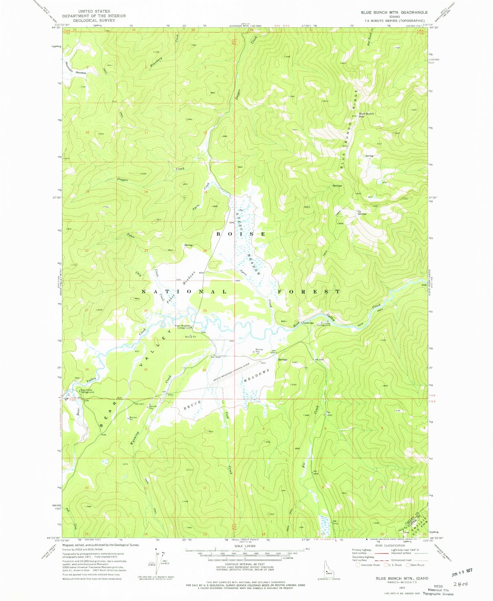 Classic USGS Blue Bunch Mountain Idaho 7.5'x7.5' Topo Map – MyTopo Map ...