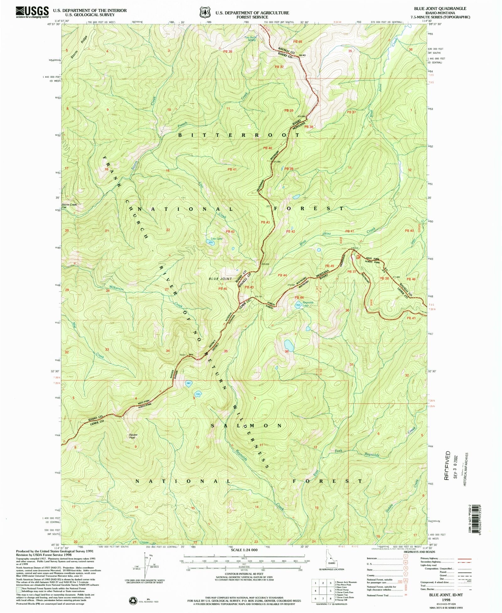 Classic USGS Blue Joint Idaho 7.5'x7.5' Topo Map – MyTopo Map Store