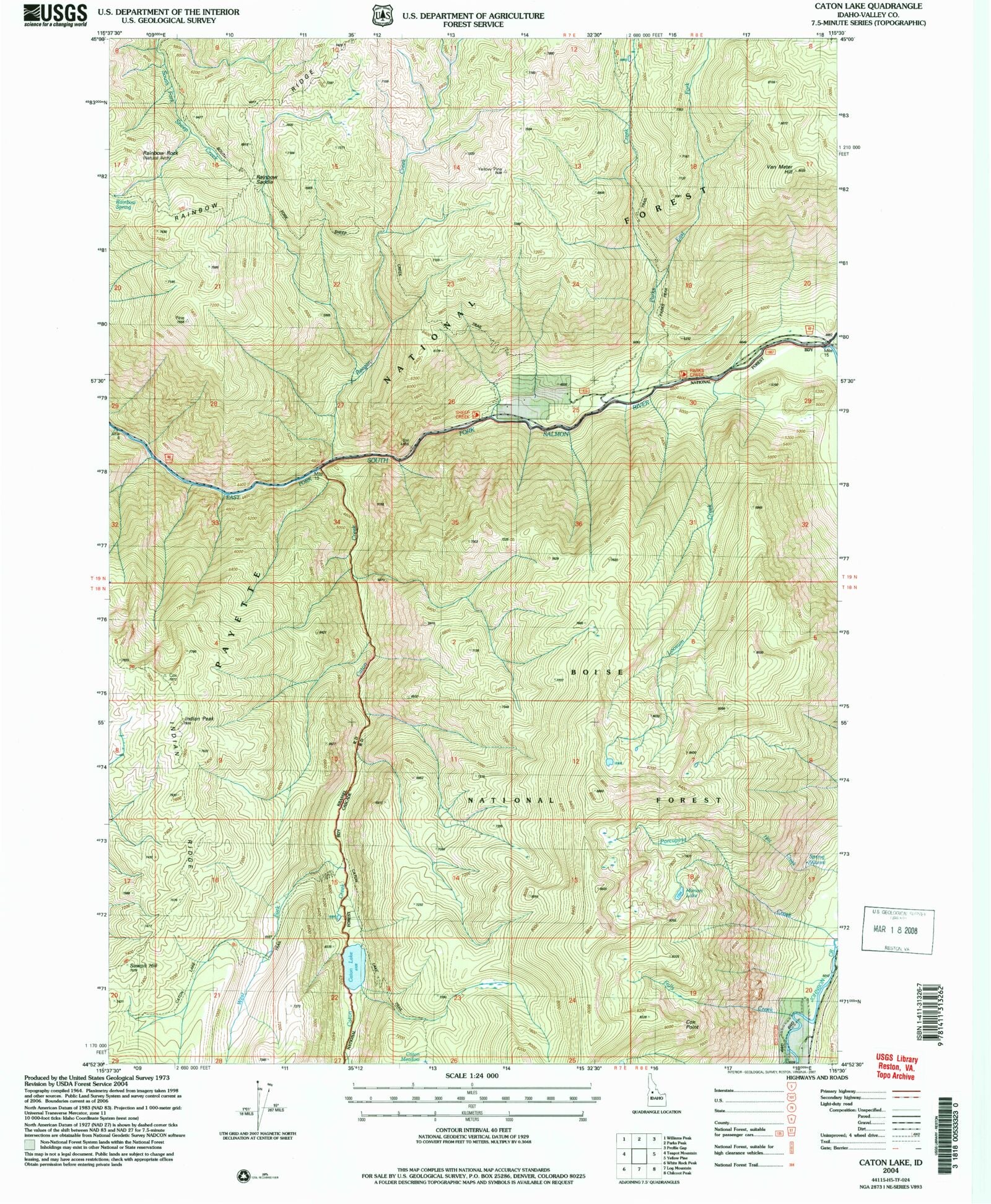 Classic USGS Caton Lake Idaho 7.5'x7.5' Topo Map – MyTopo Map Store