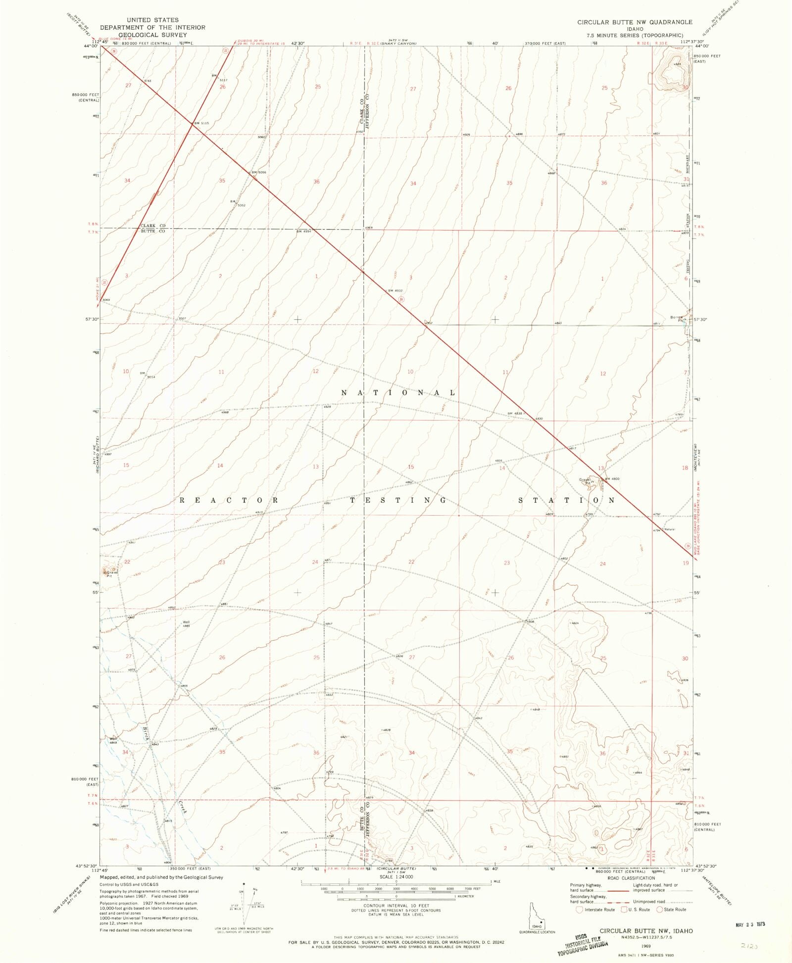 Classic USGS Circular Butte NW Idaho 7.5'x7.5' Topo Map – MyTopo Map Store