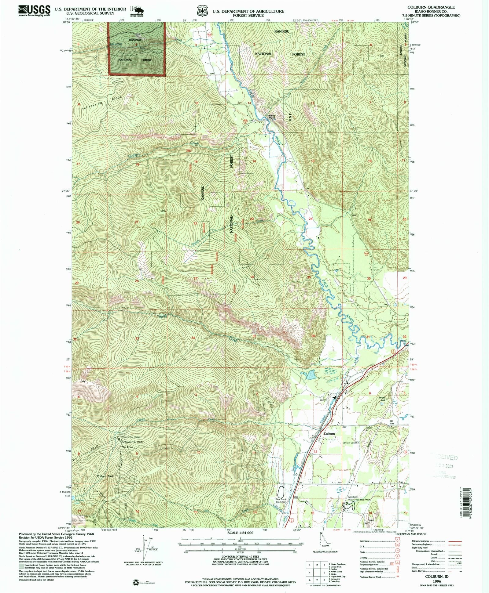 Classic USGS Colburn Idaho 7.5'x7.5' Topo Map – MyTopo Map Store