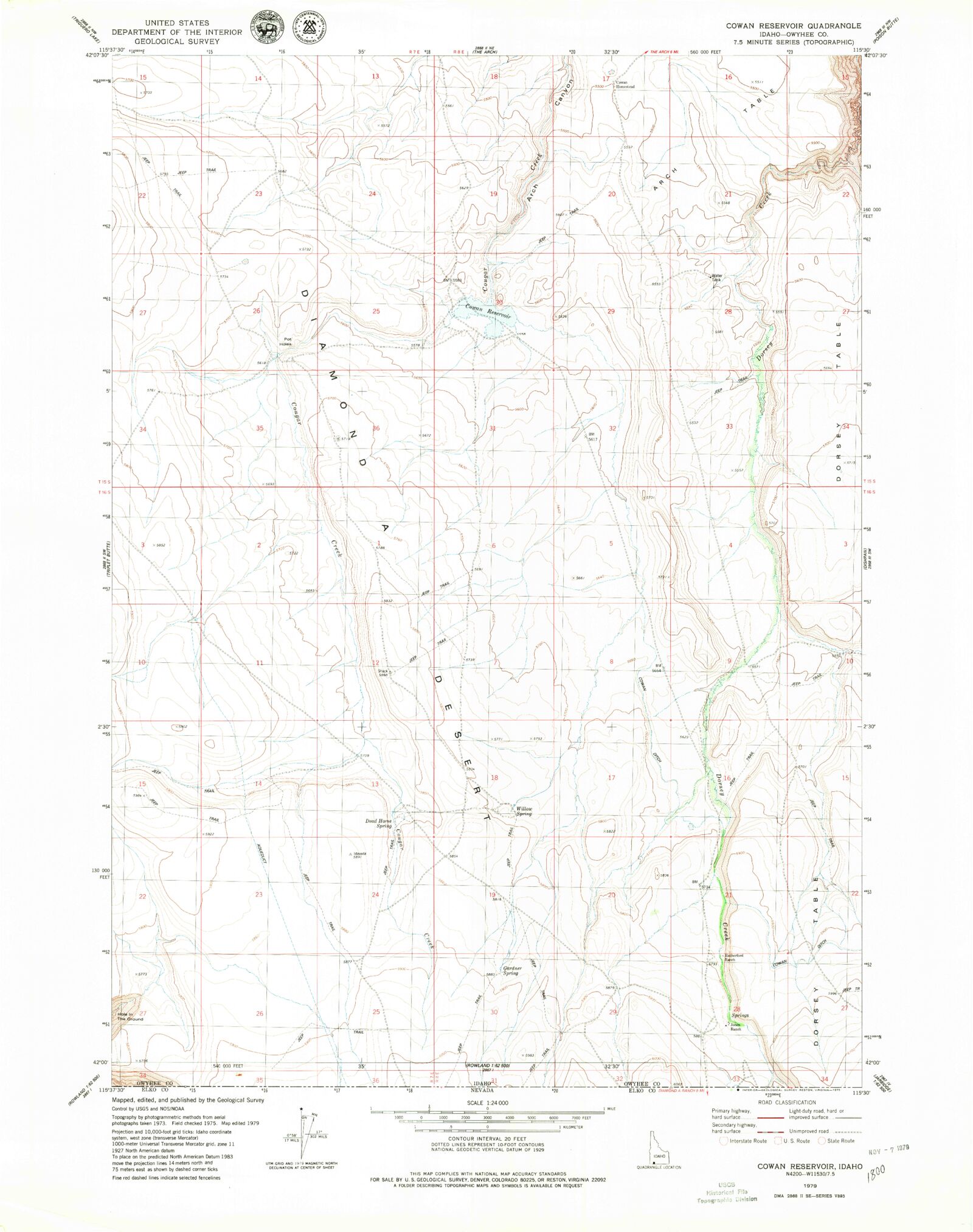 Classic USGS Cowan Reservoir Idaho 7.5'x7.5' Topo Map – MyTopo Map Store
