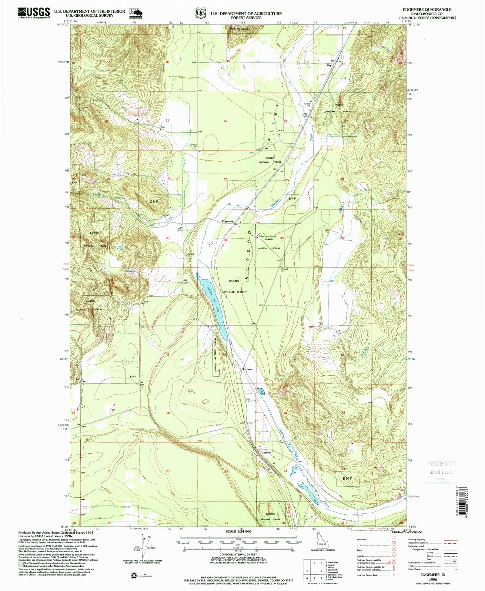 Classic USGS Edgemere Idaho 7.5'x7.5' Topo Map – MyTopo Map Store