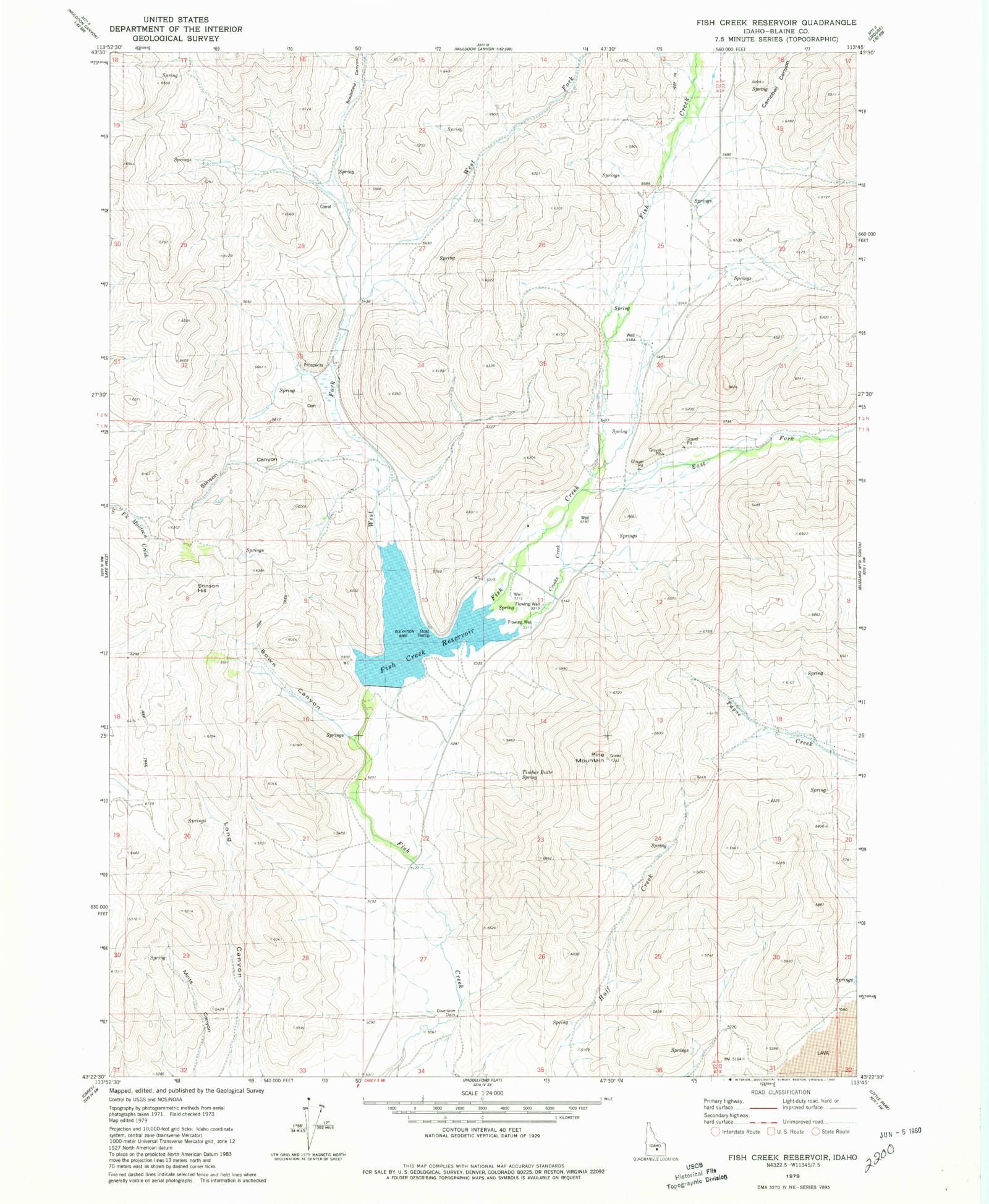 Classic USGS Fish Creek Reservoir Idaho 7.5'x7.5' Topo Map – MyTopo Map ...