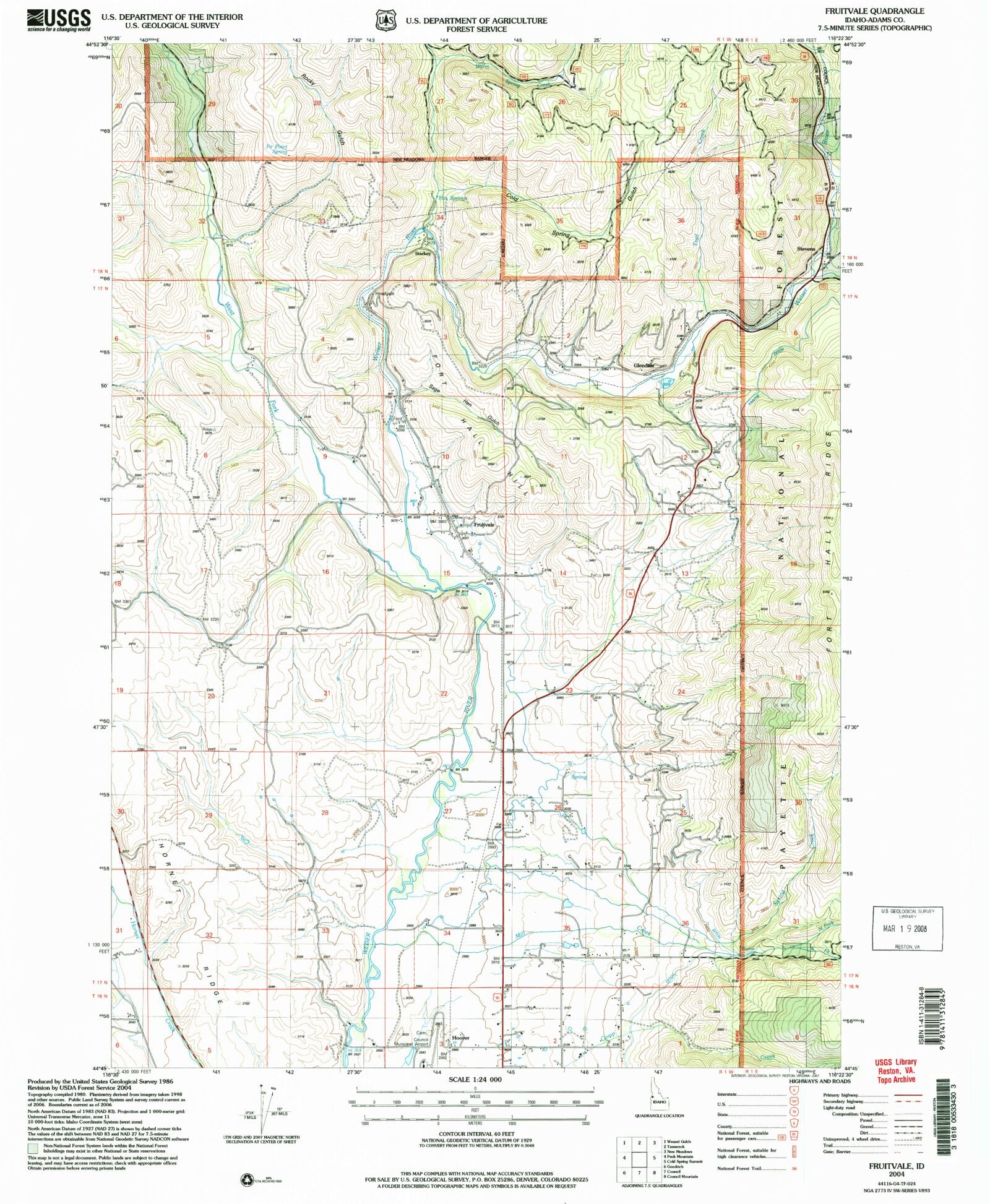 Classic USGS Fruitvale Idaho 7.5'x7.5' Topo Map – MyTopo Map Store