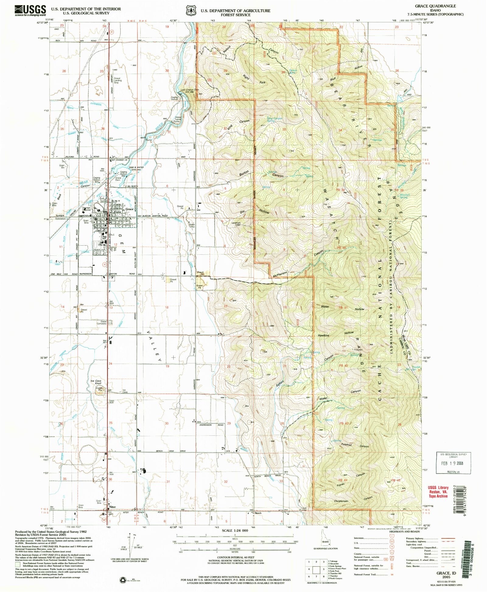 Classic USGS Grace Idaho 7.5'x7.5' Topo Map – MyTopo Map Store
