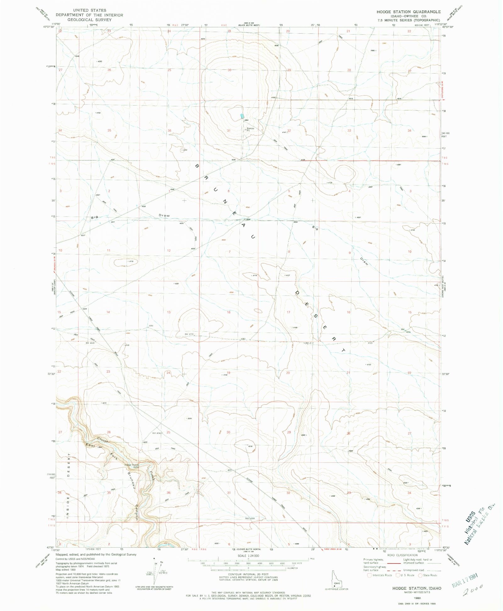 Classic USGS Hodge Station Idaho 7.5'x7.5' Topo Map – MyTopo Map Store