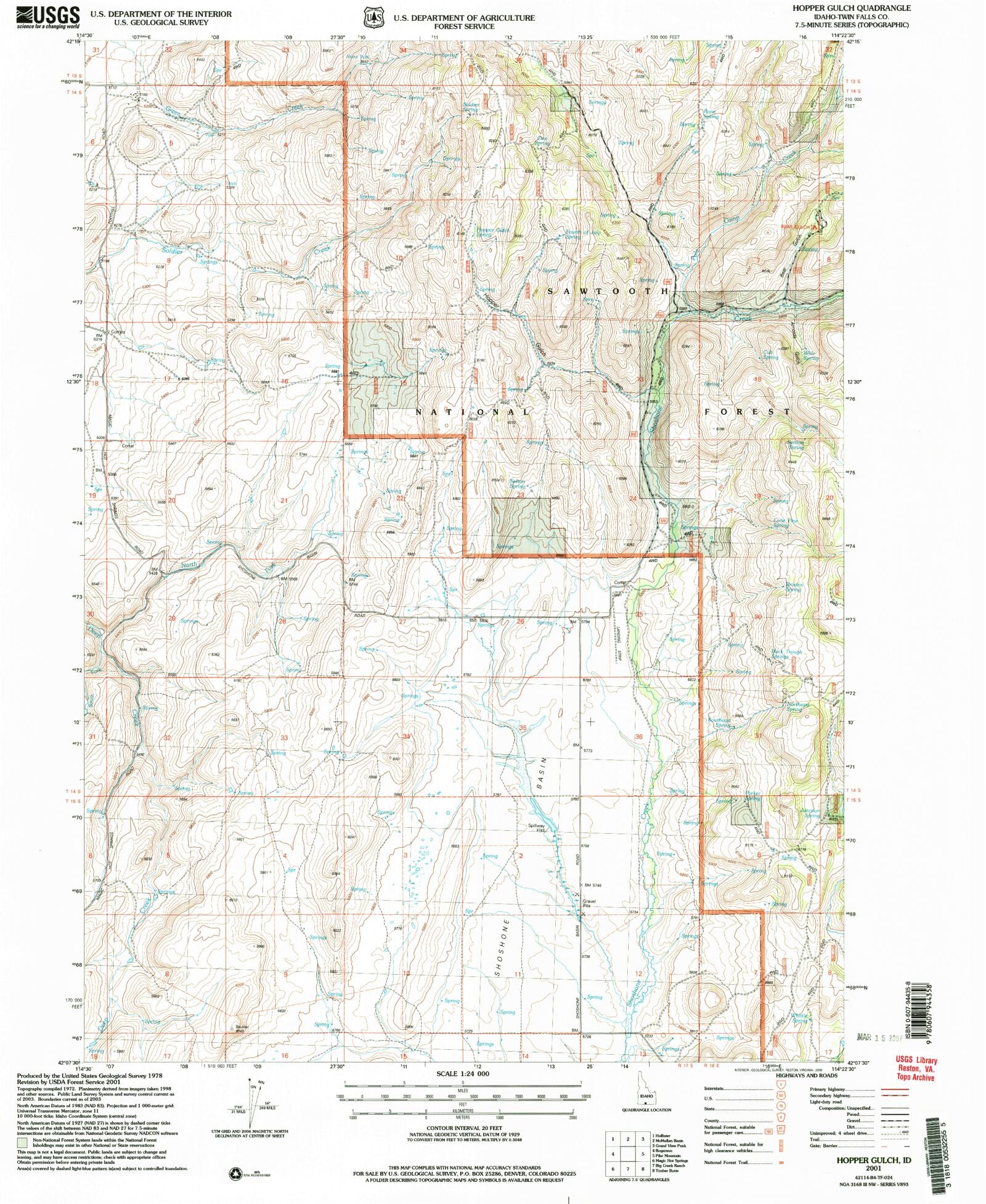 Classic USGS Hopper Gulch Idaho 7.5'x7.5' Topo Map – MyTopo Map Store