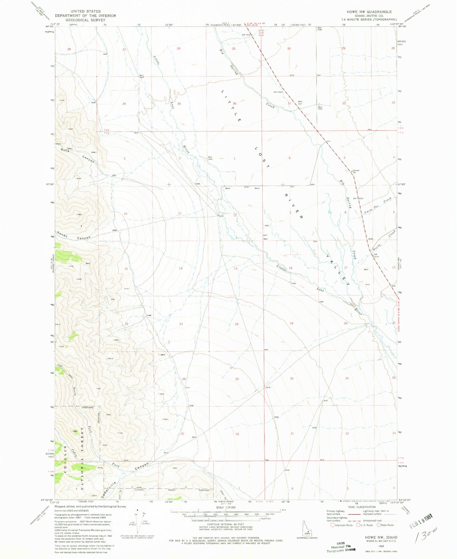 Classic USGS Howe NW Idaho 7.5'x7.5' Topo Map – MyTopo Map Store