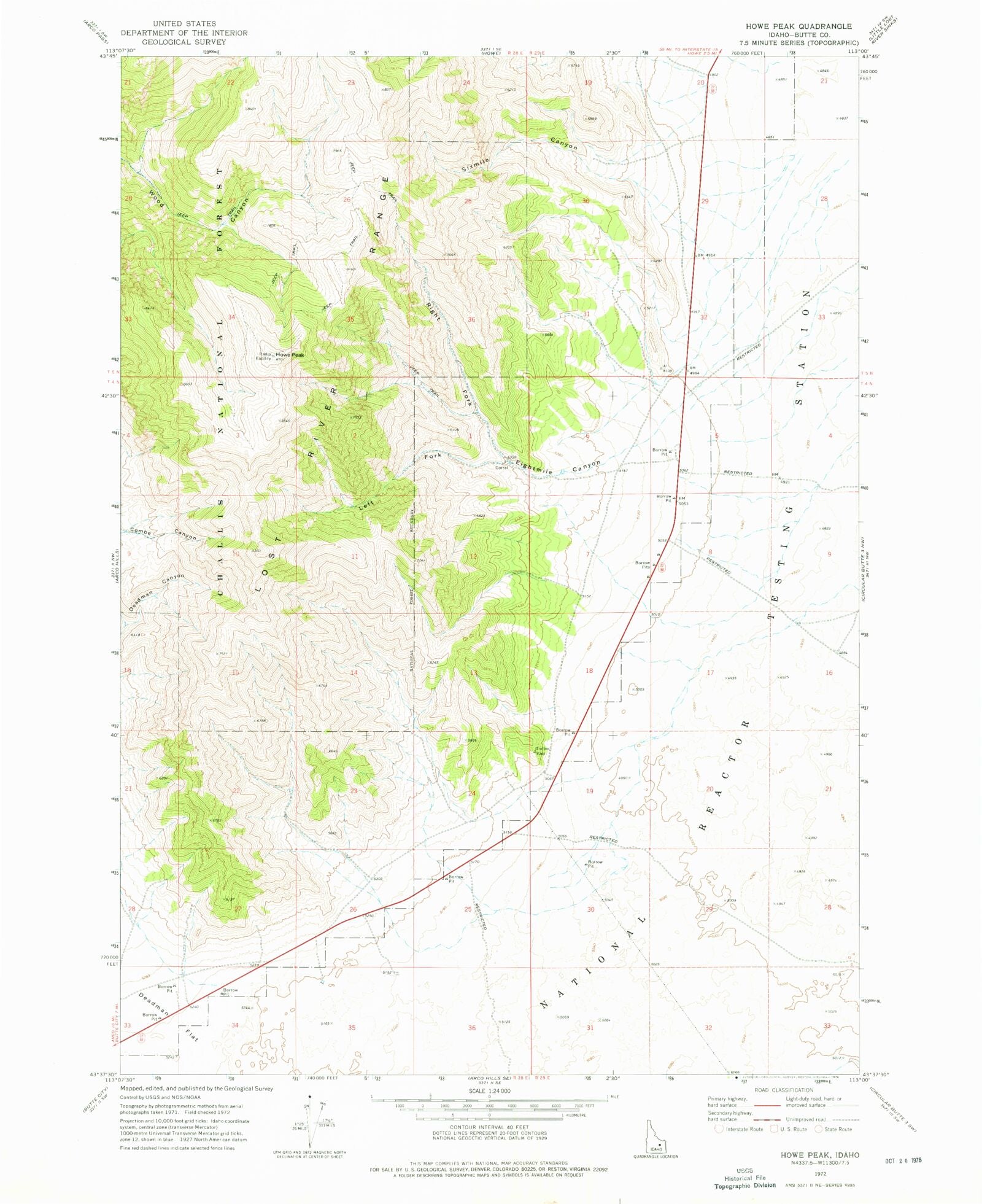 Classic USGS Howe Peak Idaho 7.5'x7.5' Topo Map – MyTopo Map Store