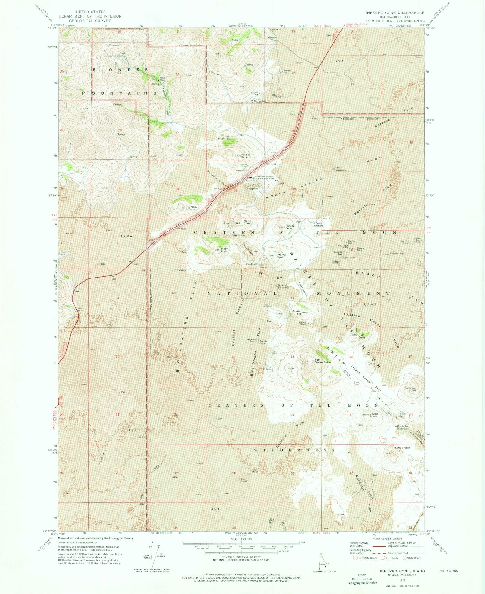 Classic USGS Inferno Cone Idaho 7.5'x7.5' Topo Map – MyTopo Map Store