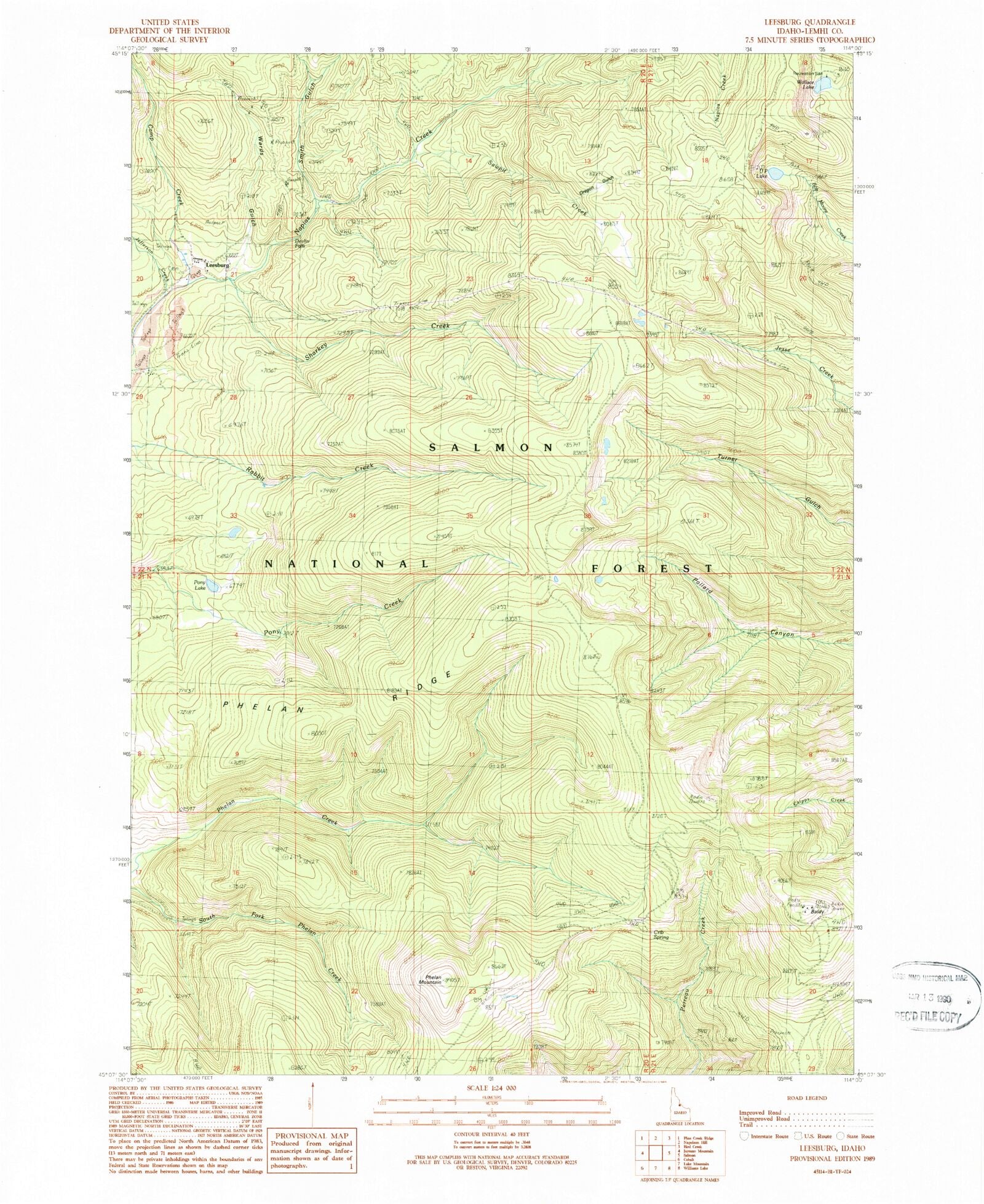 Classic USGS Leesburg Idaho 7.5'x7.5' Topo Map – MyTopo Map Store