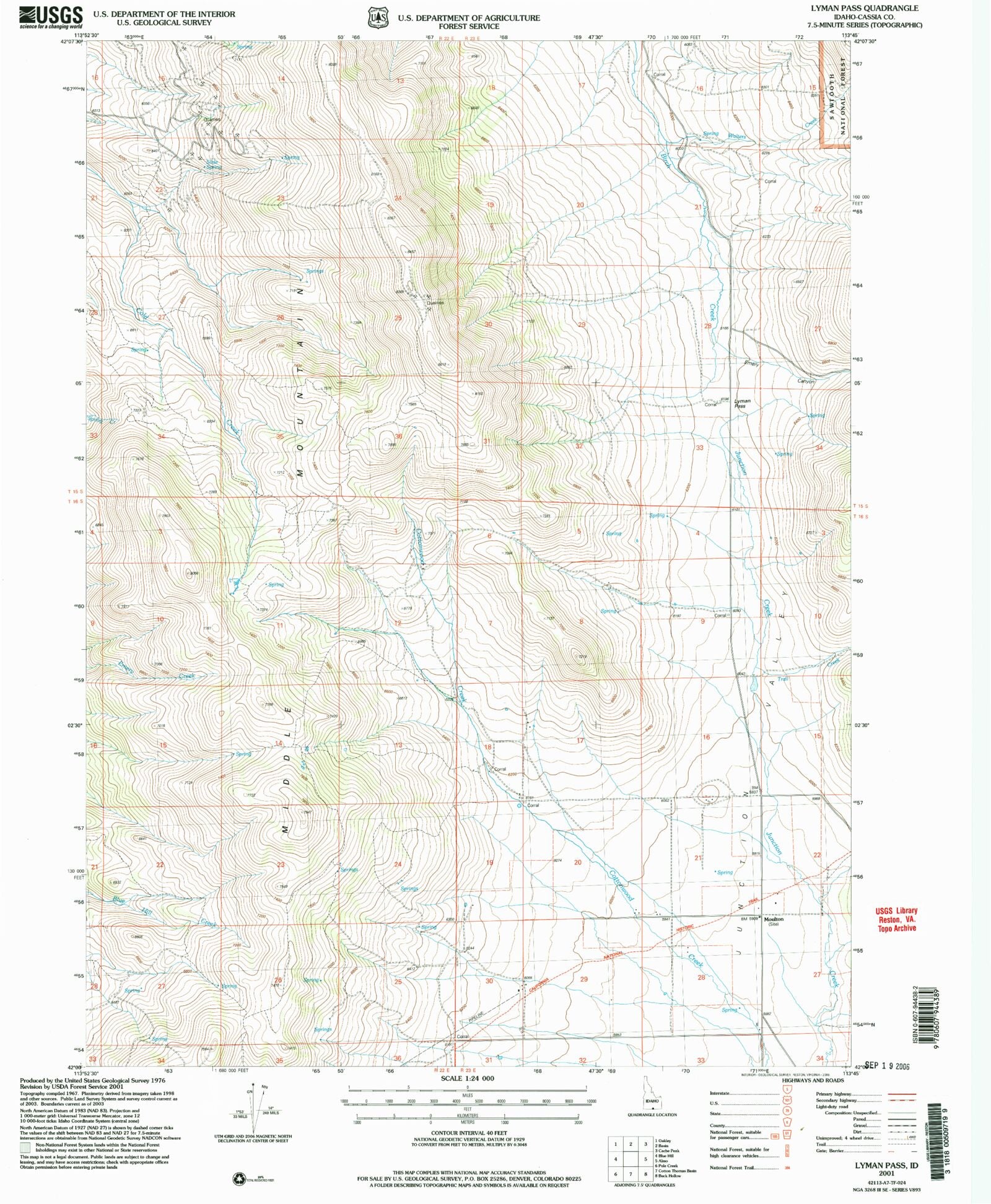 Classic USGS Lyman Pass Idaho 7.5'x7.5' Topo Map – MyTopo Map Store