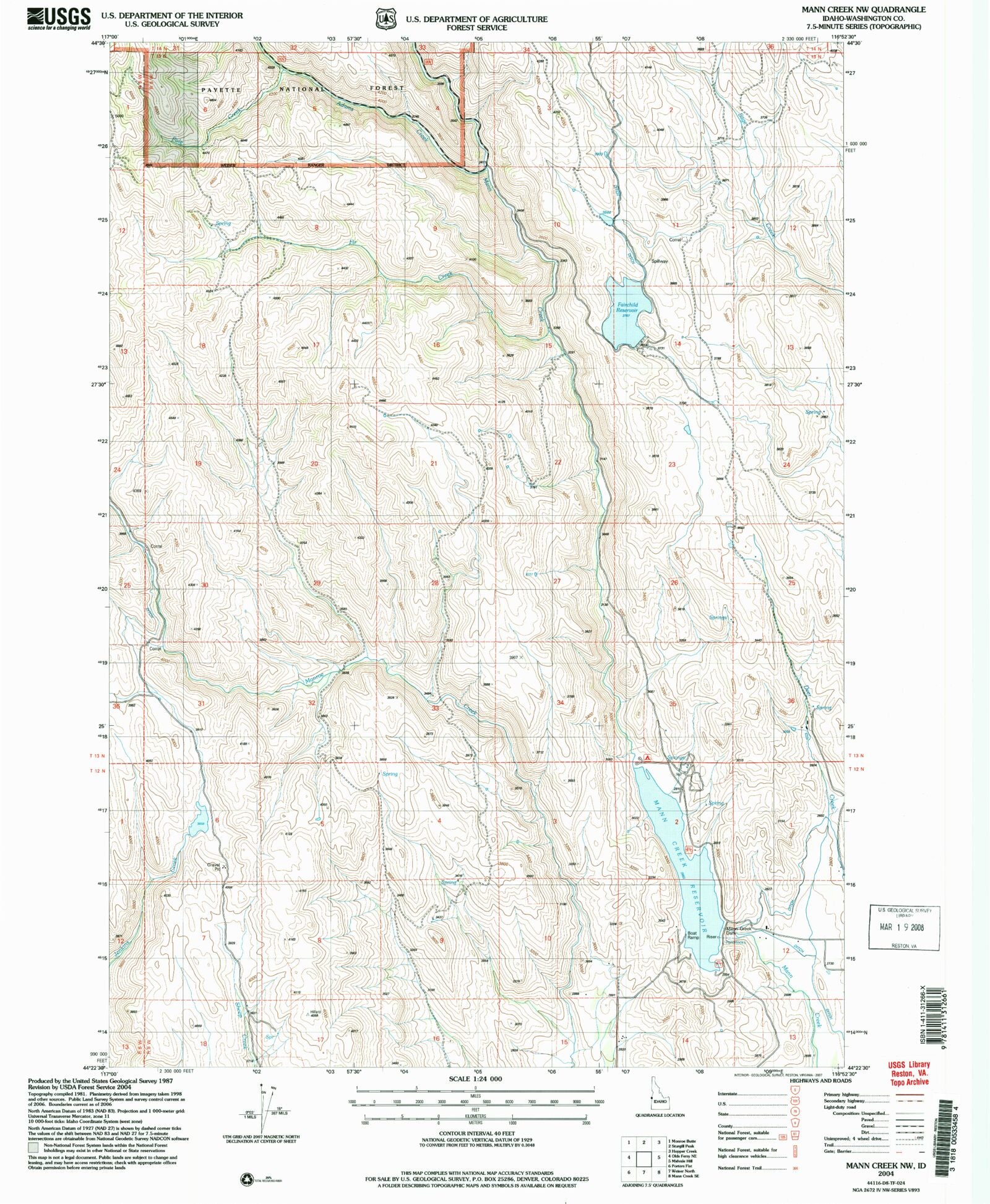 Classic USGS Mann Creek NW Idaho 7.5'x7.5' Topo Map – MyTopo Map Store