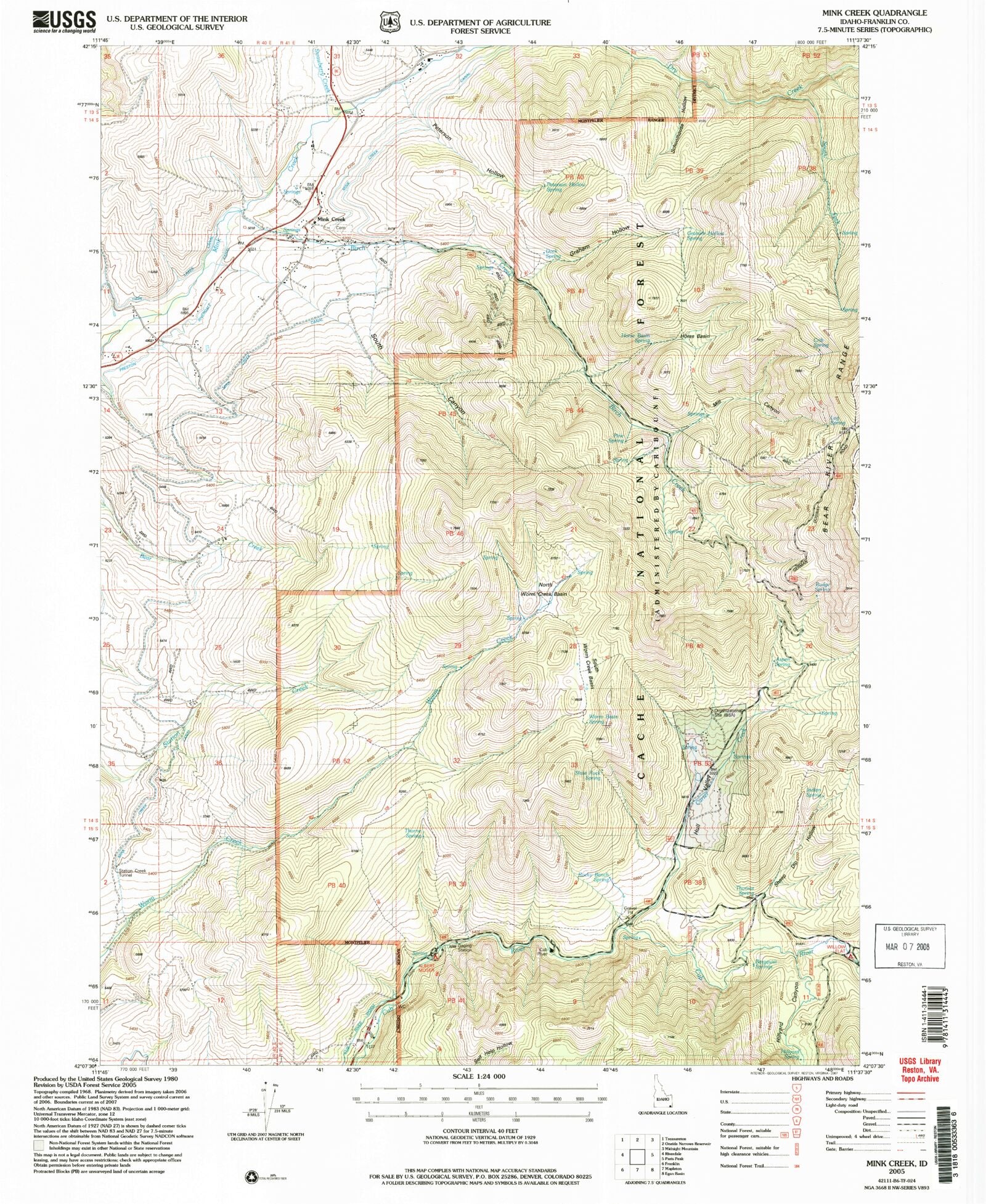 Classic USGS Mink Creek Idaho 7.5'x7.5' Topo Map – MyTopo Map Store