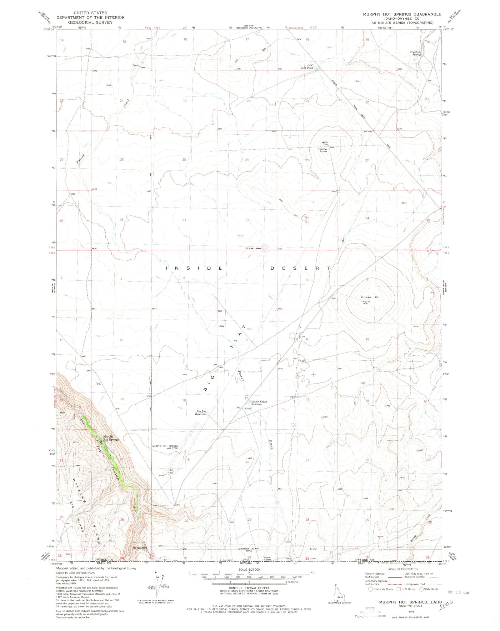 Classic USGS Murphy Hot Springs Idaho 7.5'x7.5' Topo Map – MyTopo Map Store