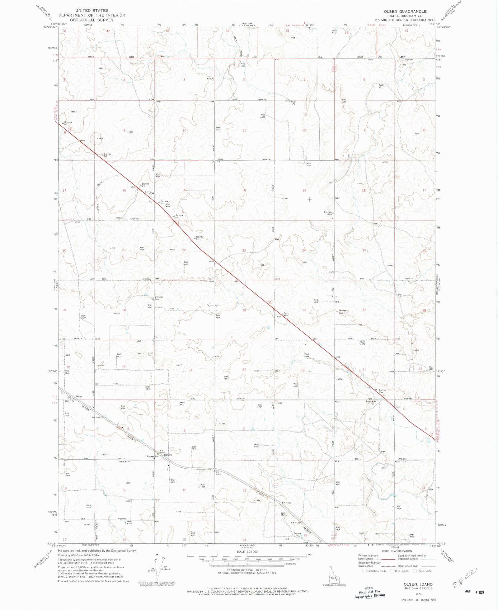 Classic USGS Olsen Idaho 7.5'x7.5' Topo Map – MyTopo Map Store