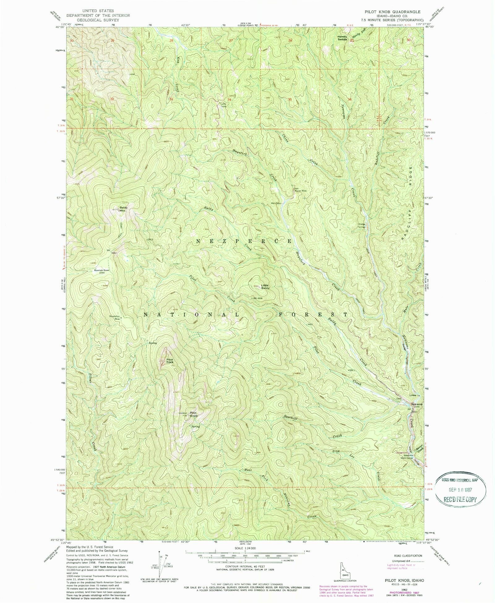 Classic USGS Pilot Knob Idaho 7.5'x7.5' Topo Map – MyTopo Map Store