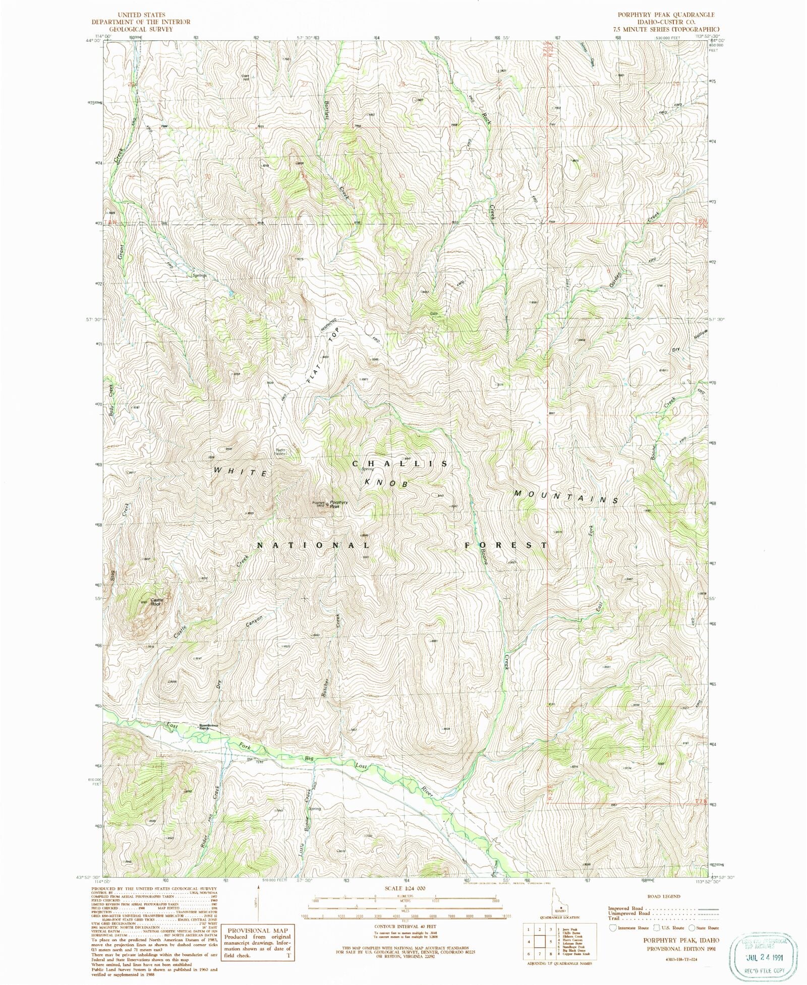 Classic USGS Porphyry Peak Idaho 7.5'x7.5' Topo Map – MyTopo Map Store