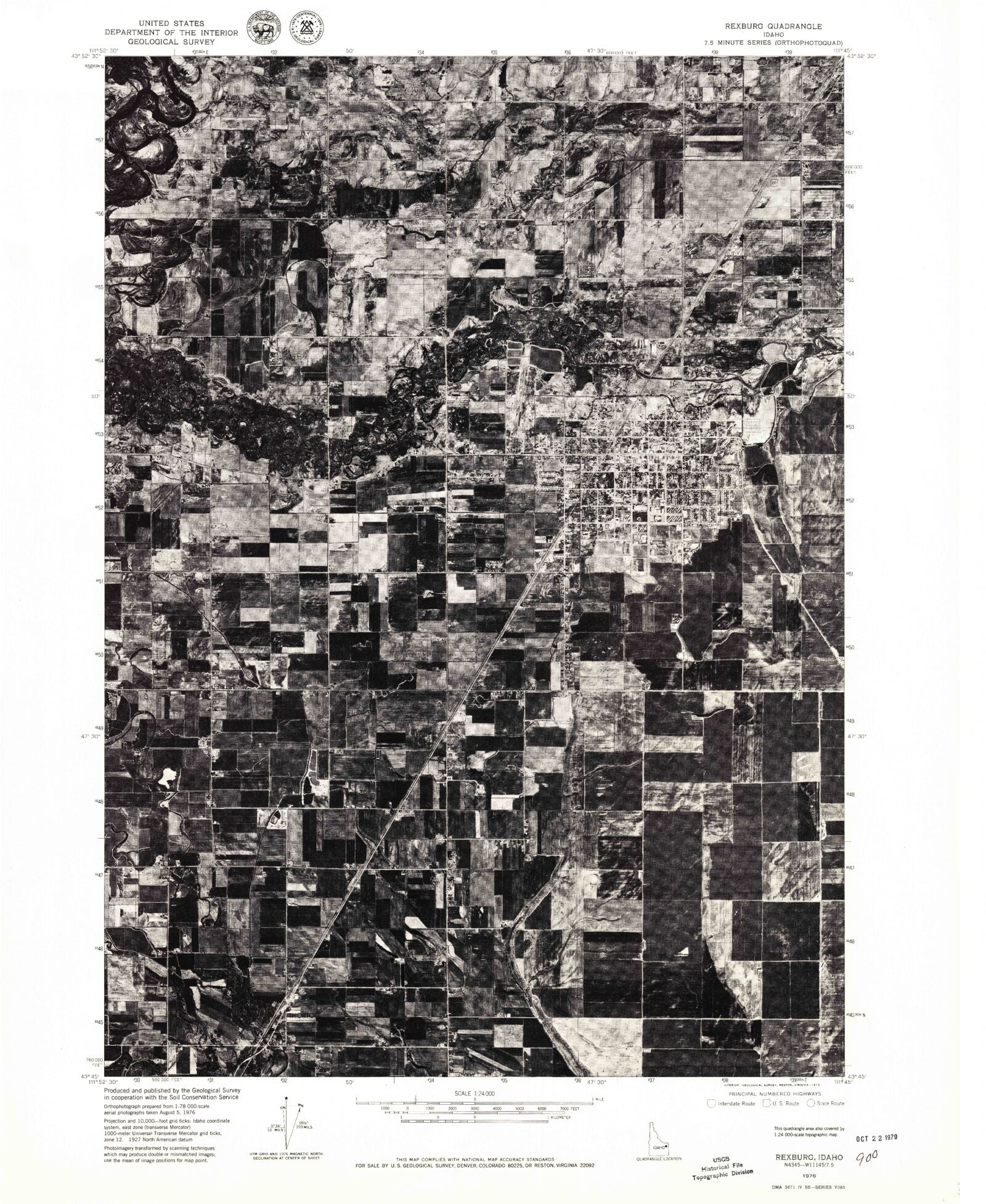 Classic USGS Rexburg Idaho 7.5'x7.5' Topo Map – MyTopo Map Store