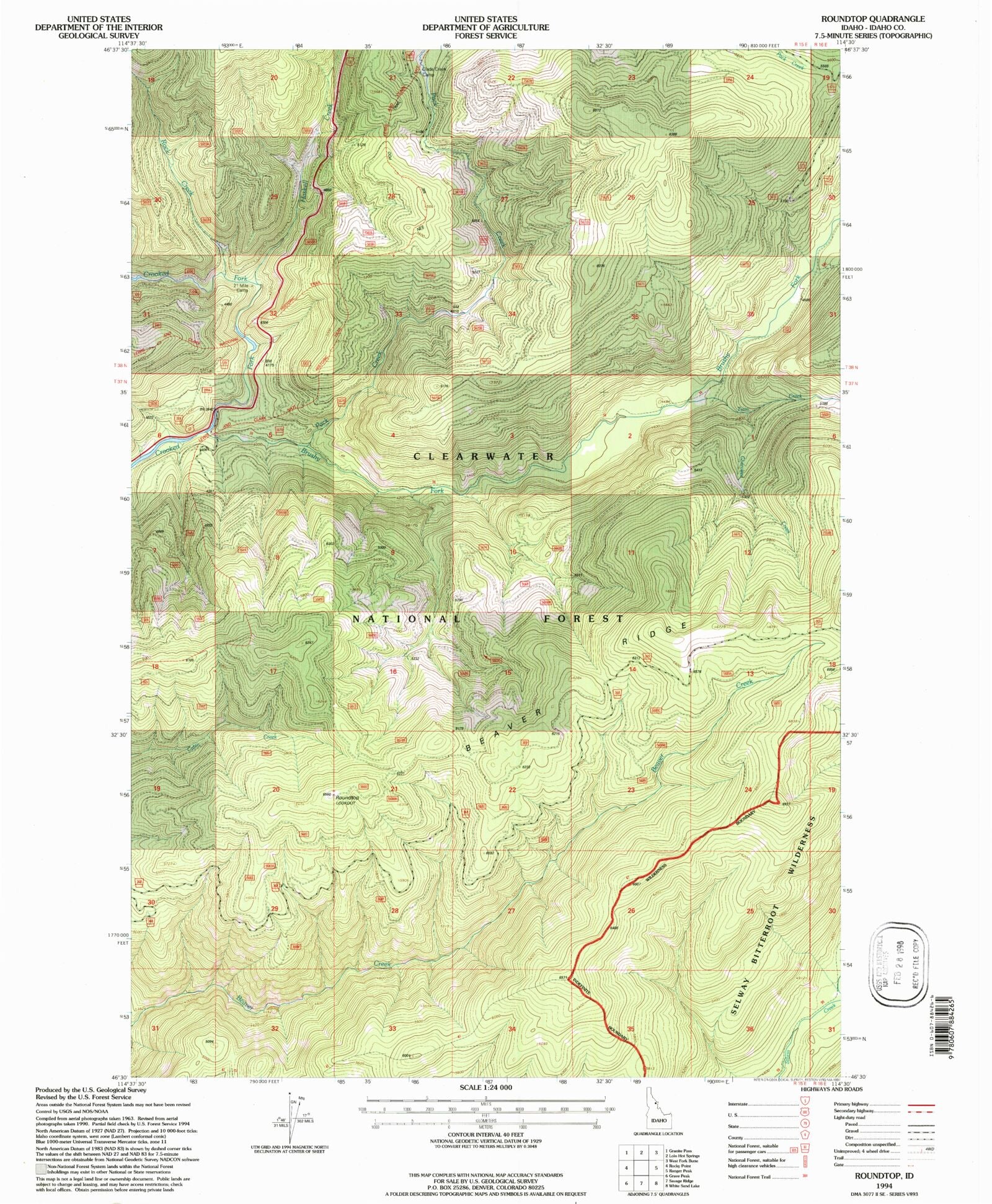 Classic USGS Roundtop Idaho 7.5'x7.5' Topo Map – MyTopo Map Store