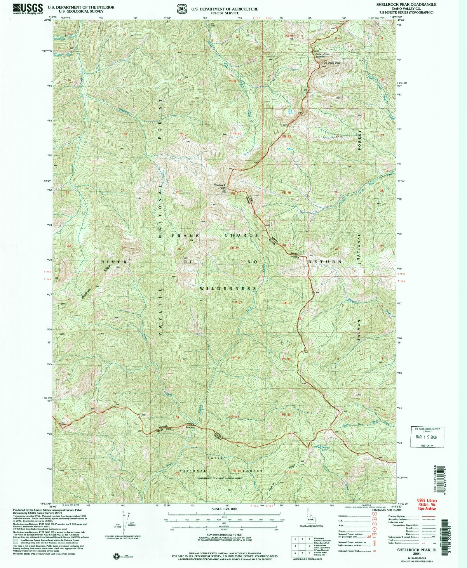 Classic USGS Shellrock Peak Idaho 7.5'x7.5' Topo Map – MyTopo Map Store