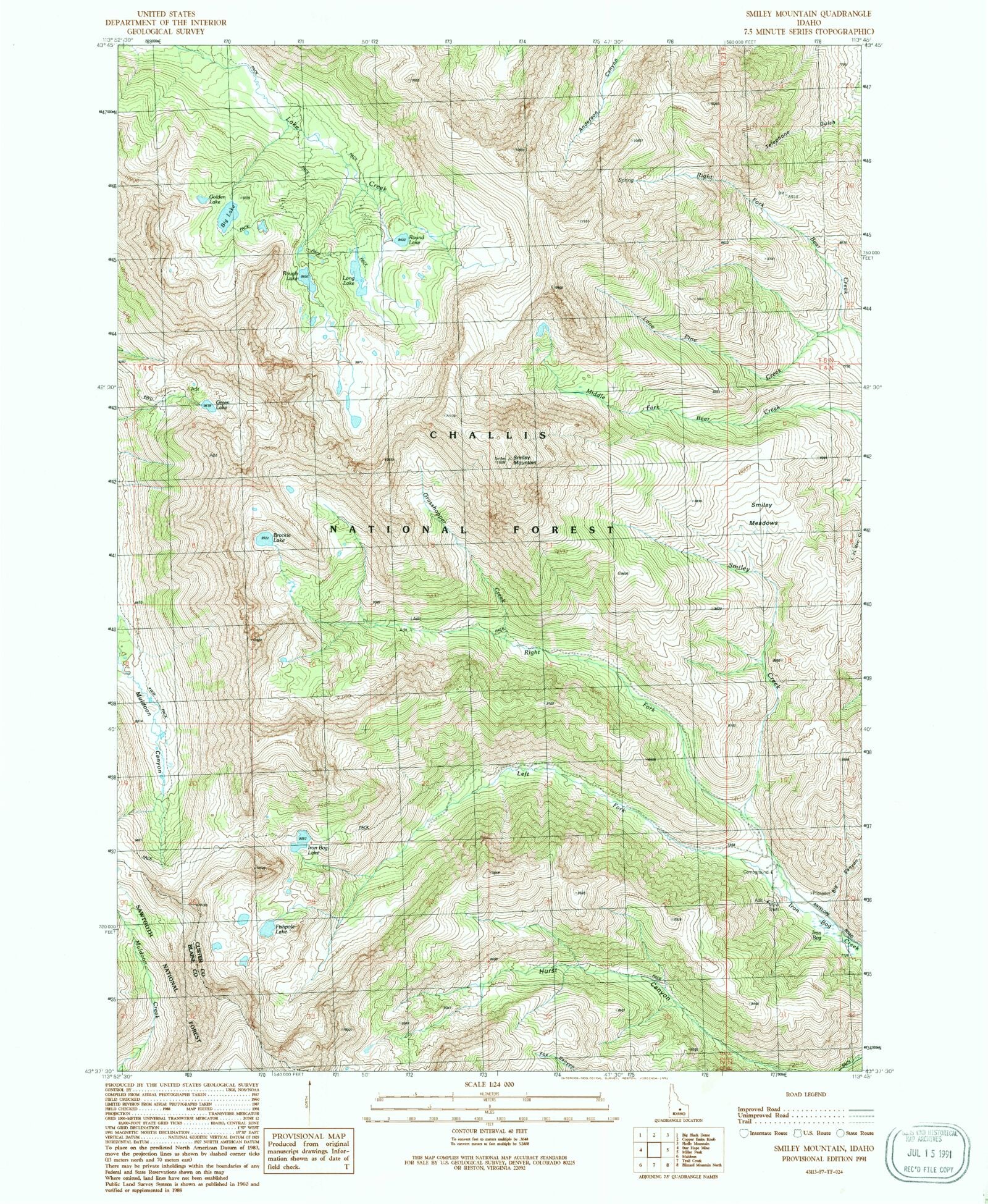Classic USGS Smiley Mountain Idaho 7.5'x7.5' Topo Map – MyTopo Map Store