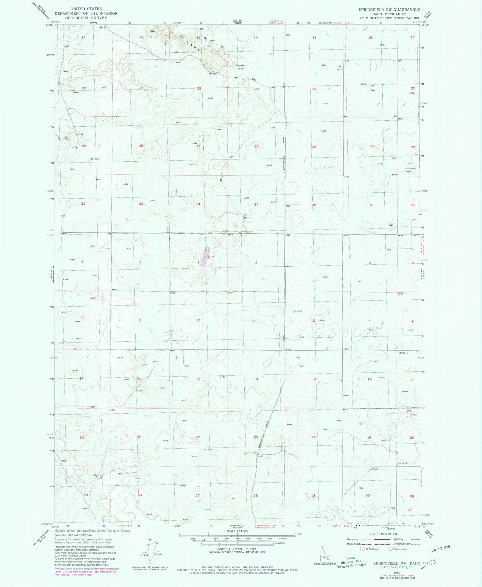 Classic USGS Springfield NW Idaho 7.5'x7.5' Topo Map – MyTopo Map Store