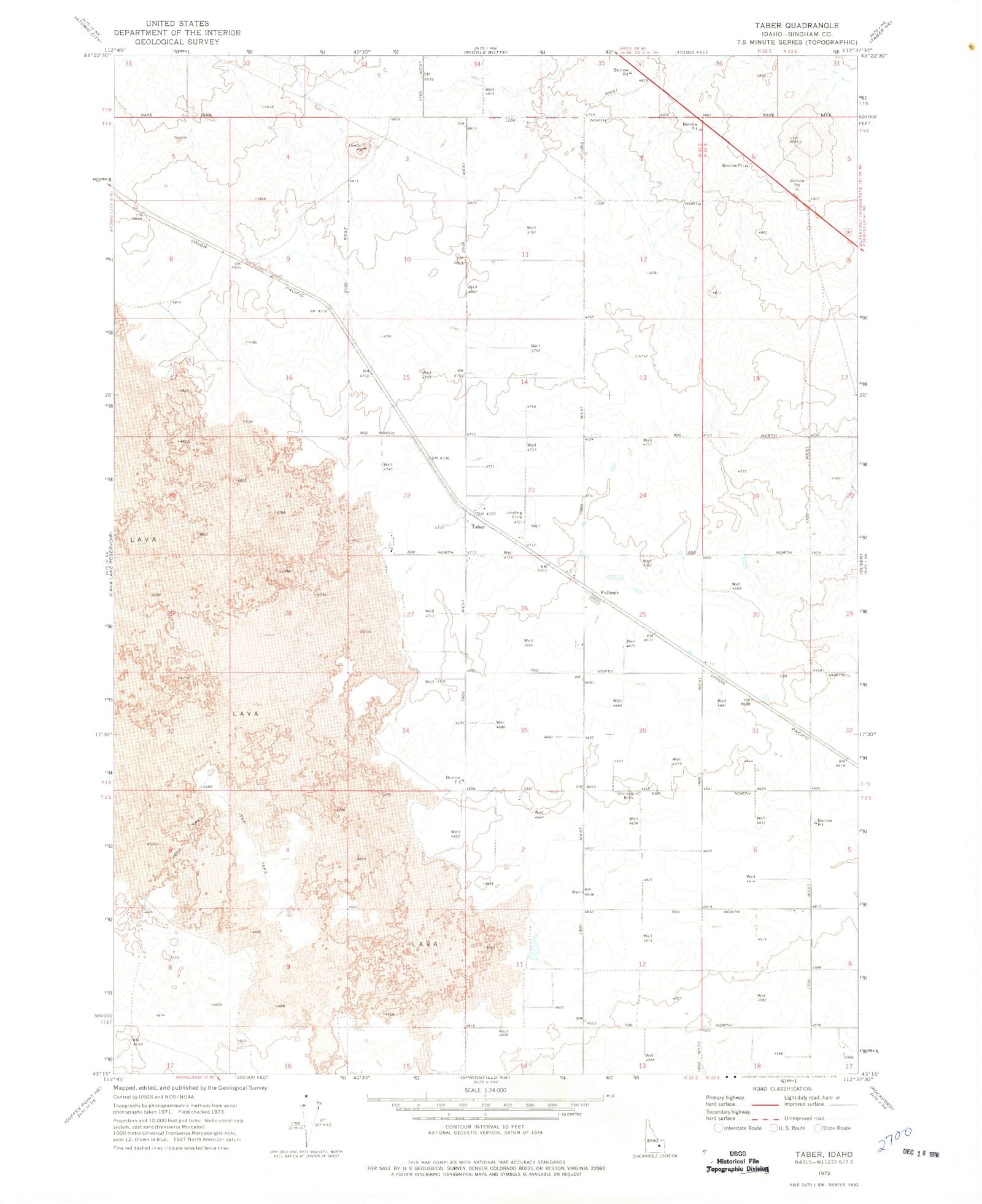 Classic USGS Taber Idaho 7.5'x7.5' Topo Map – MyTopo Map Store