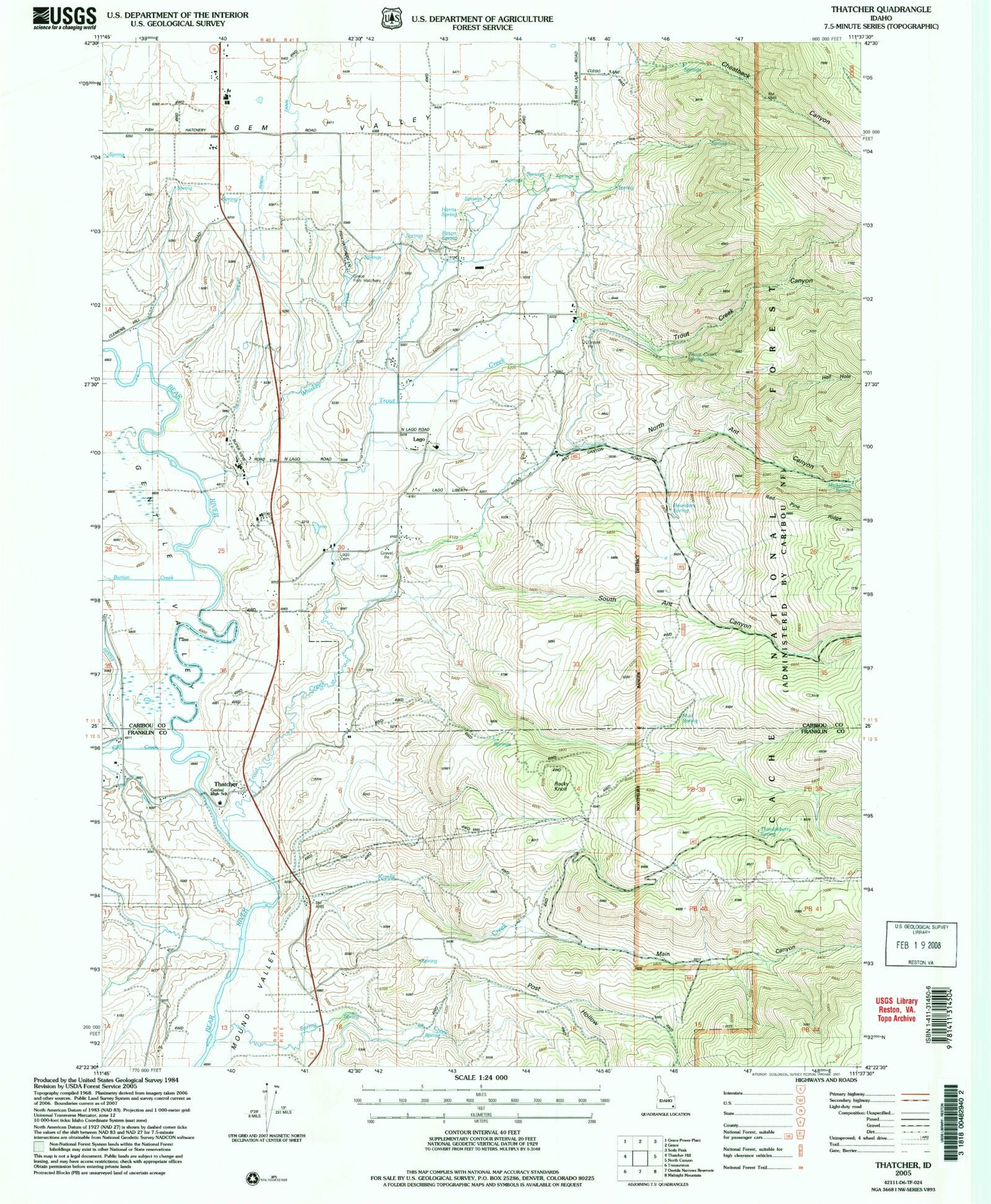 Classic USGS Thatcher Idaho 7.5'x7.5' Topo Map – MyTopo Map Store