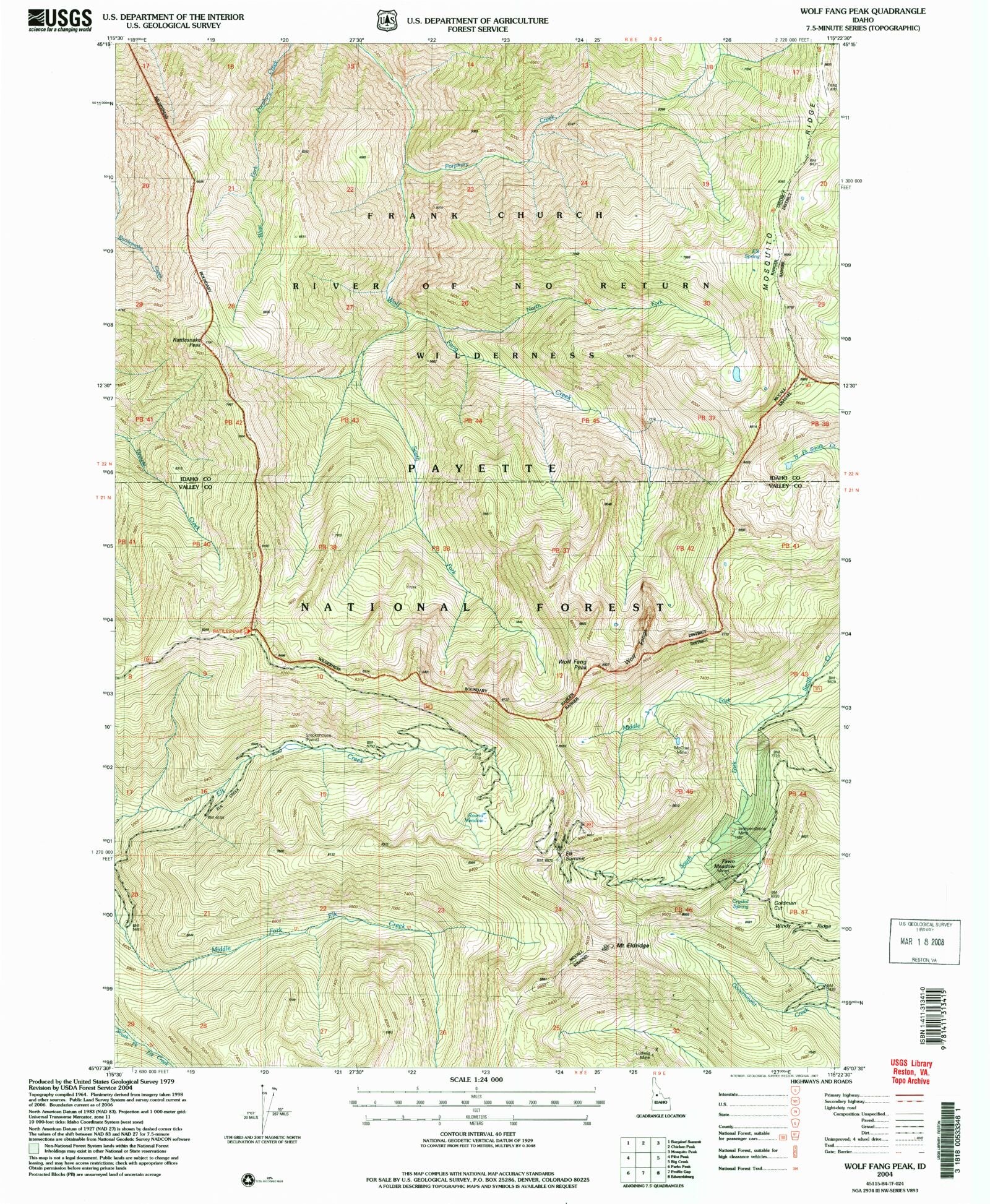 Classic USGS Wolf Fang Peak Idaho 7.5'x7.5' Topo Map – MyTopo Map Store