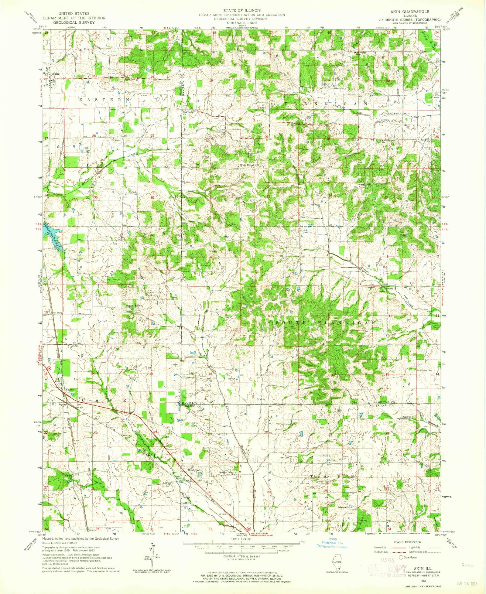 Classic USGS Akin Illinois 7.5'x7.5' Topo Map – MyTopo Map Store