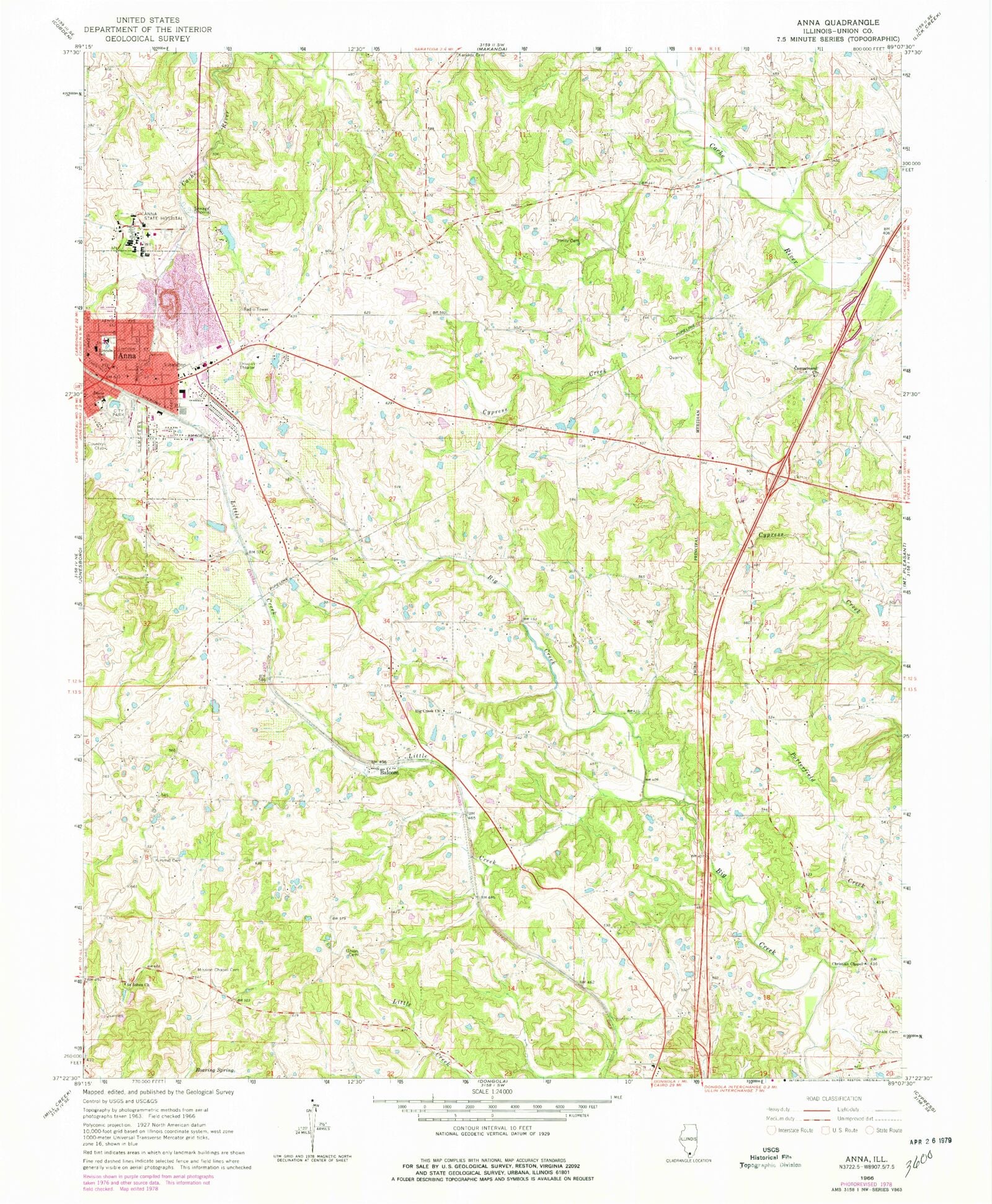 Classic USGS Anna Illinois 7.5'x7.5' Topo Map – MyTopo Map Store