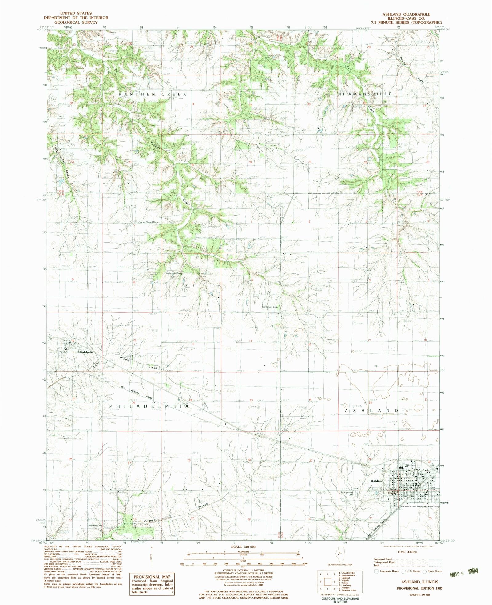 Classic USGS Ashland Illinois 7.5'x7.5' Topo Map – MyTopo Map Store