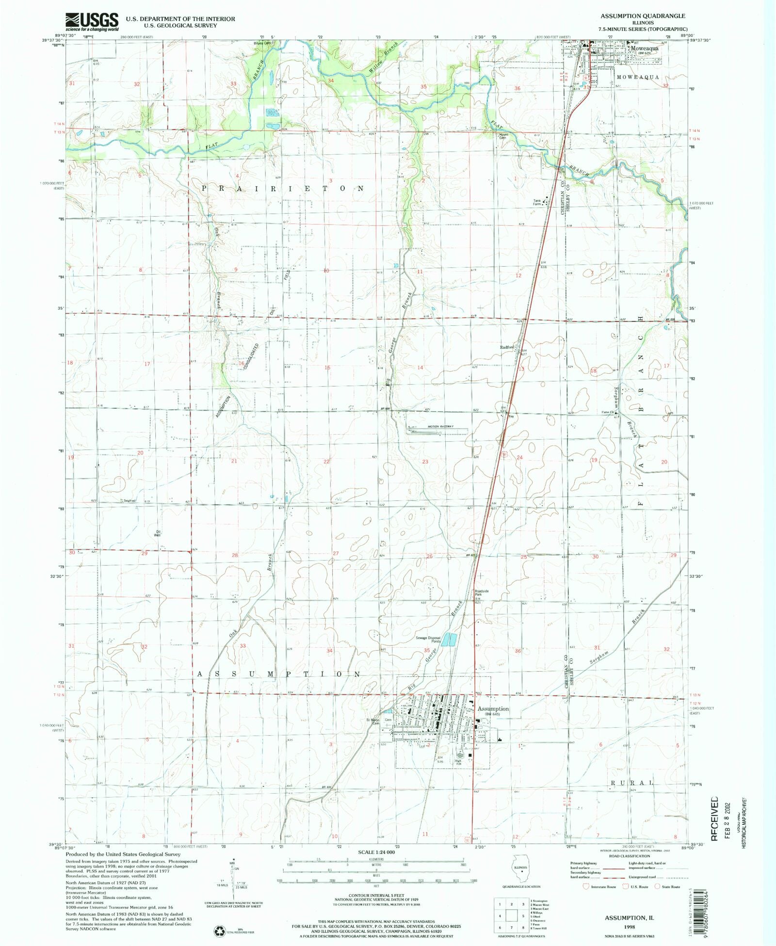 Classic USGS Assumption Illinois 7.5'x7.5' Topo Map – MyTopo Map Store