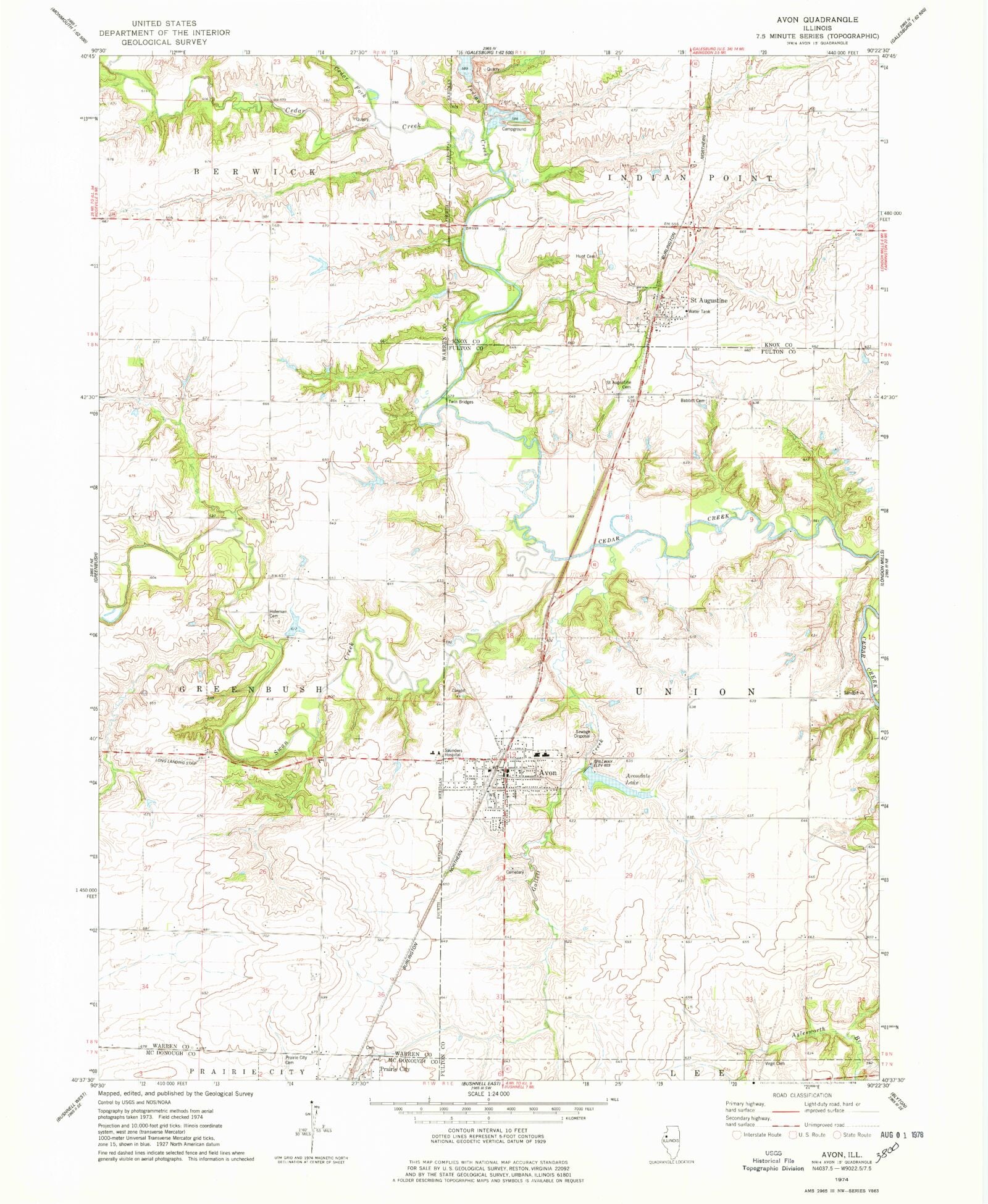 Classic USGS Avon Illinois 7.5'x7.5' Topo Map – MyTopo Map Store